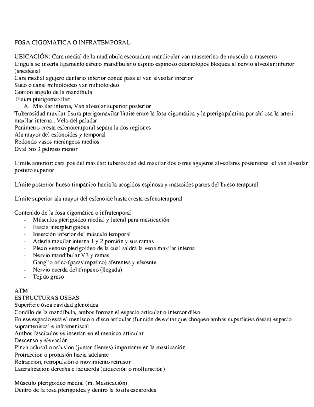 Apuntes FOSA Cigomatica O Infratemporal - FOSA CIGOMATICA O ...