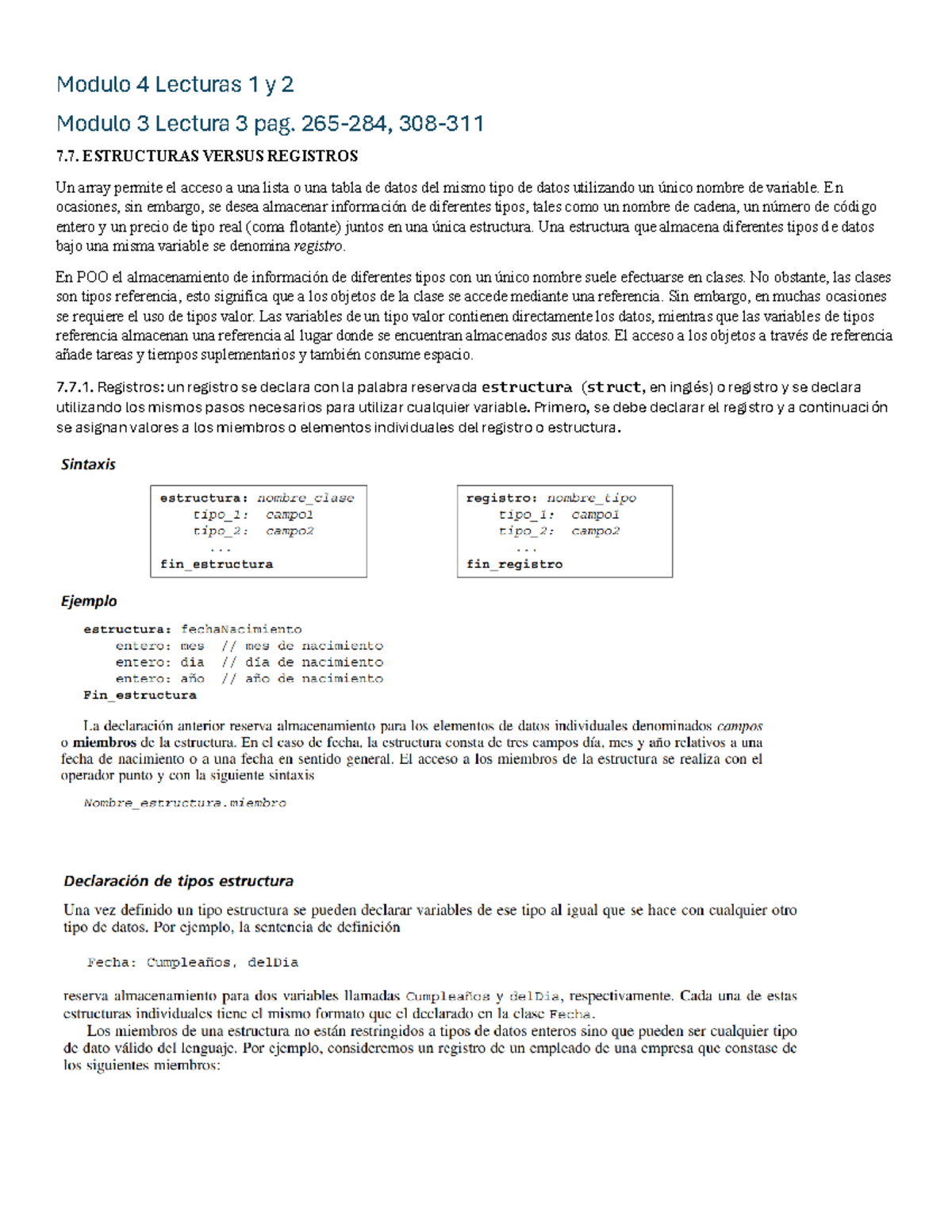 Resumen modulo 4 - Joyannes - Modulo 4 Lecturas 1 y 2 Modulo 3 Lectura 3 pag. 265 - 284 , 308 ...