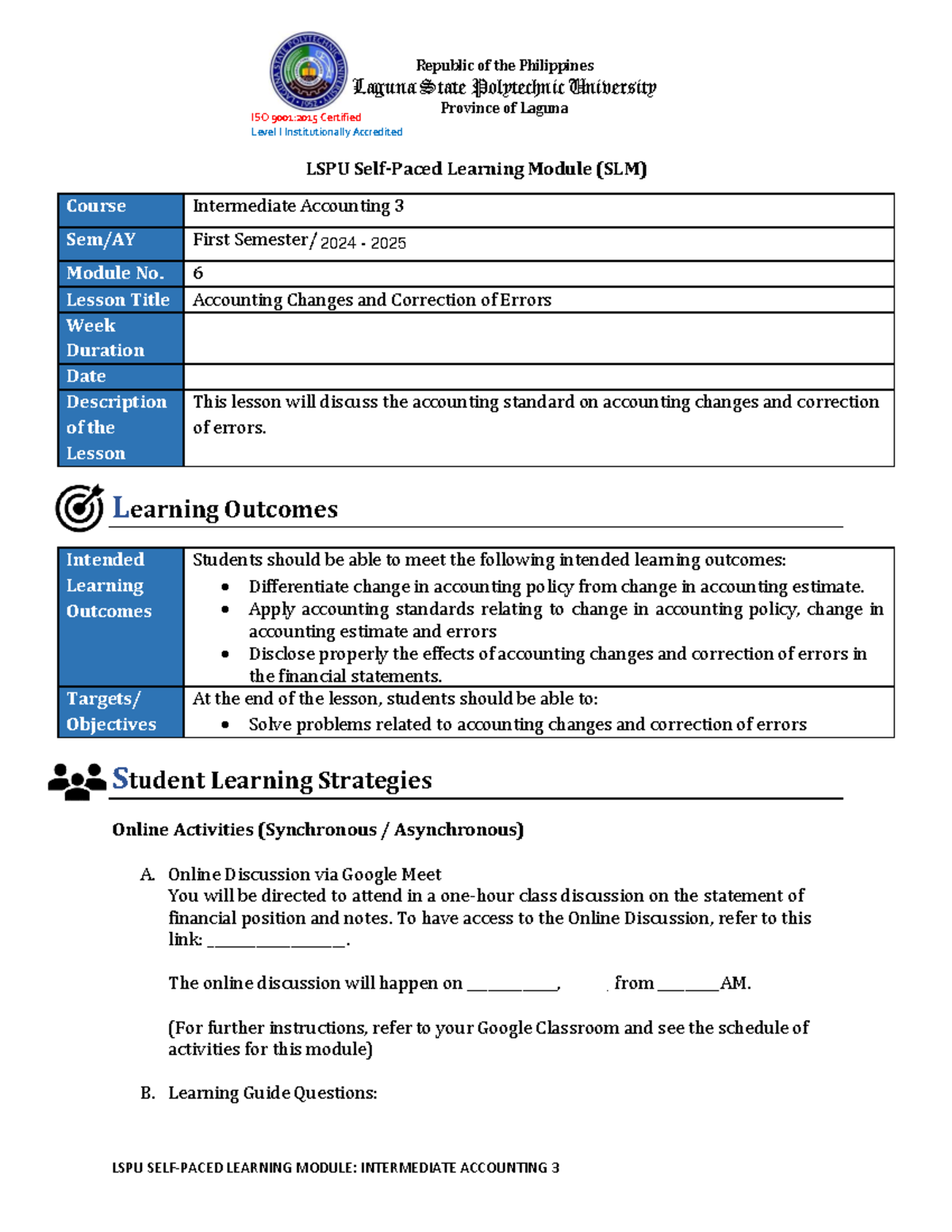 Module 6 Intermediate Accounting 3 - ISO 9001:2015 Certified Level I ...