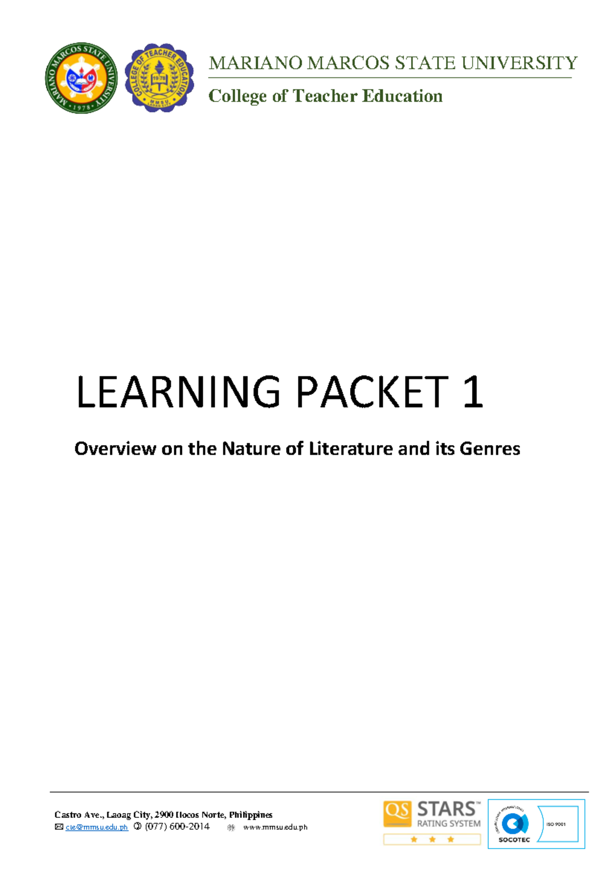 LP 1 EED 106 - College of Teacher Education Castro Ave., Laoag City ...