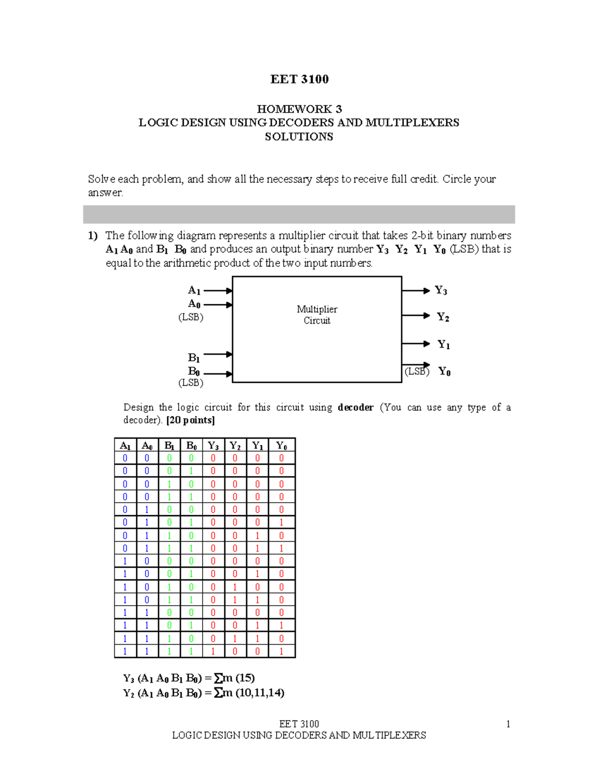 3100HW3 Dec Mux sol - System level design of digital logic circuits ...