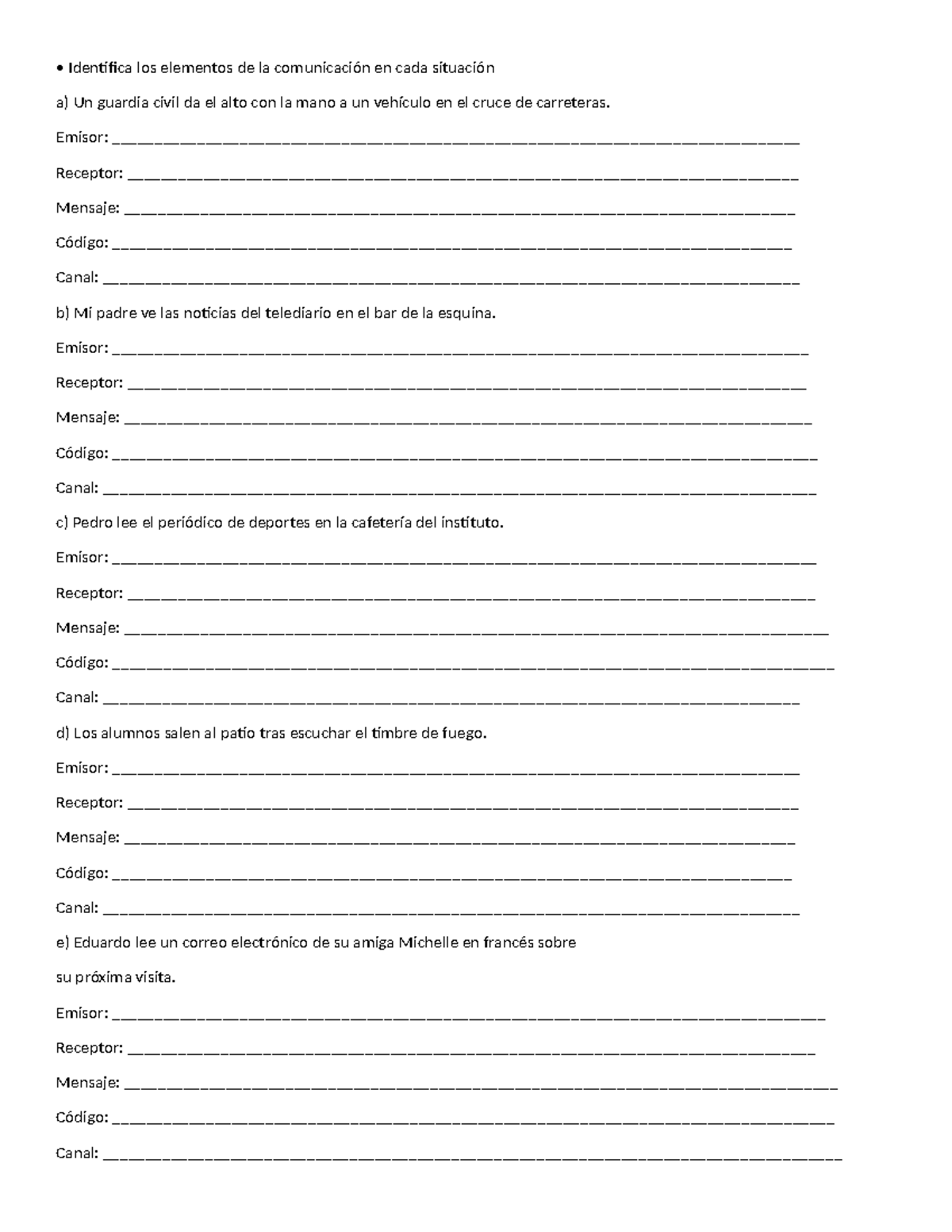 Receptor, Emisor y Mensaje - Identifica los elementos de la ...
