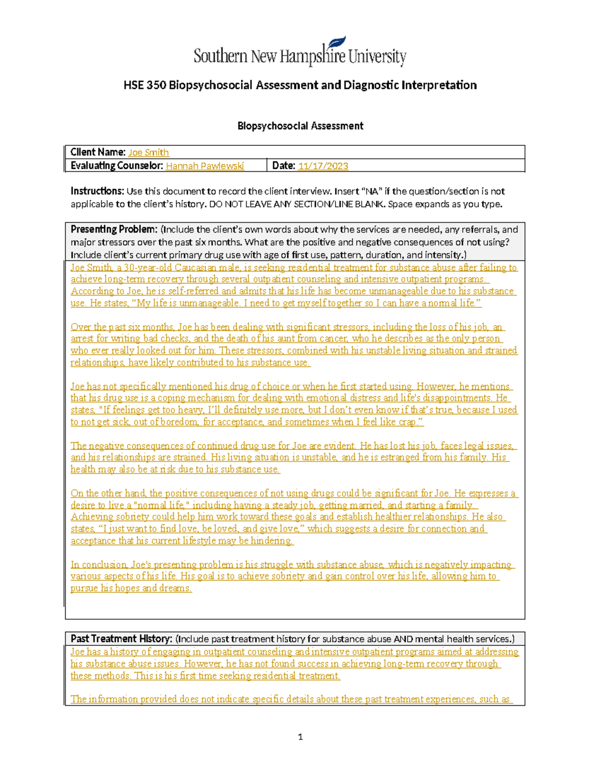 Hse350 biopsychosocial assessment and diagnostic interpretation - HSE ...