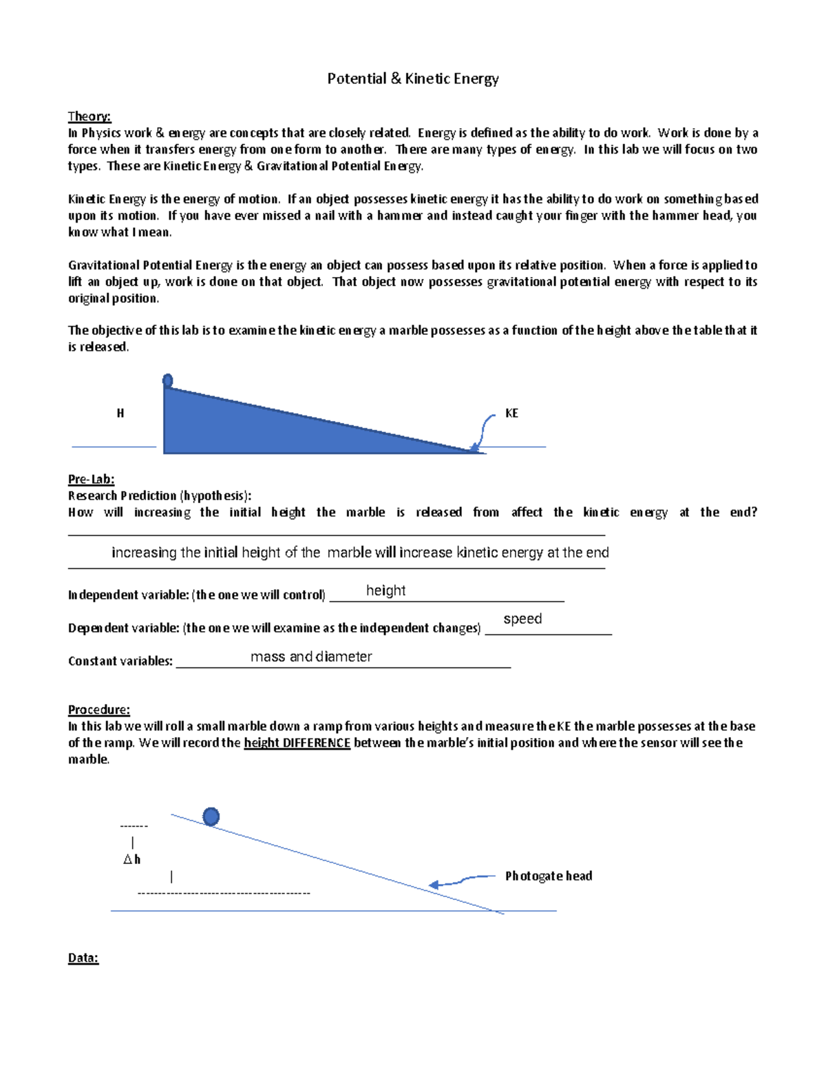 Kami Export - Lab - Kinetic & Potential Energy - Potential & Kinetic ...