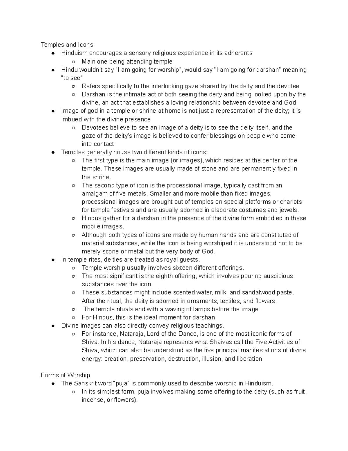 Page 130-170 - textbook notes - Temples and Icons Hinduism encourages a ...