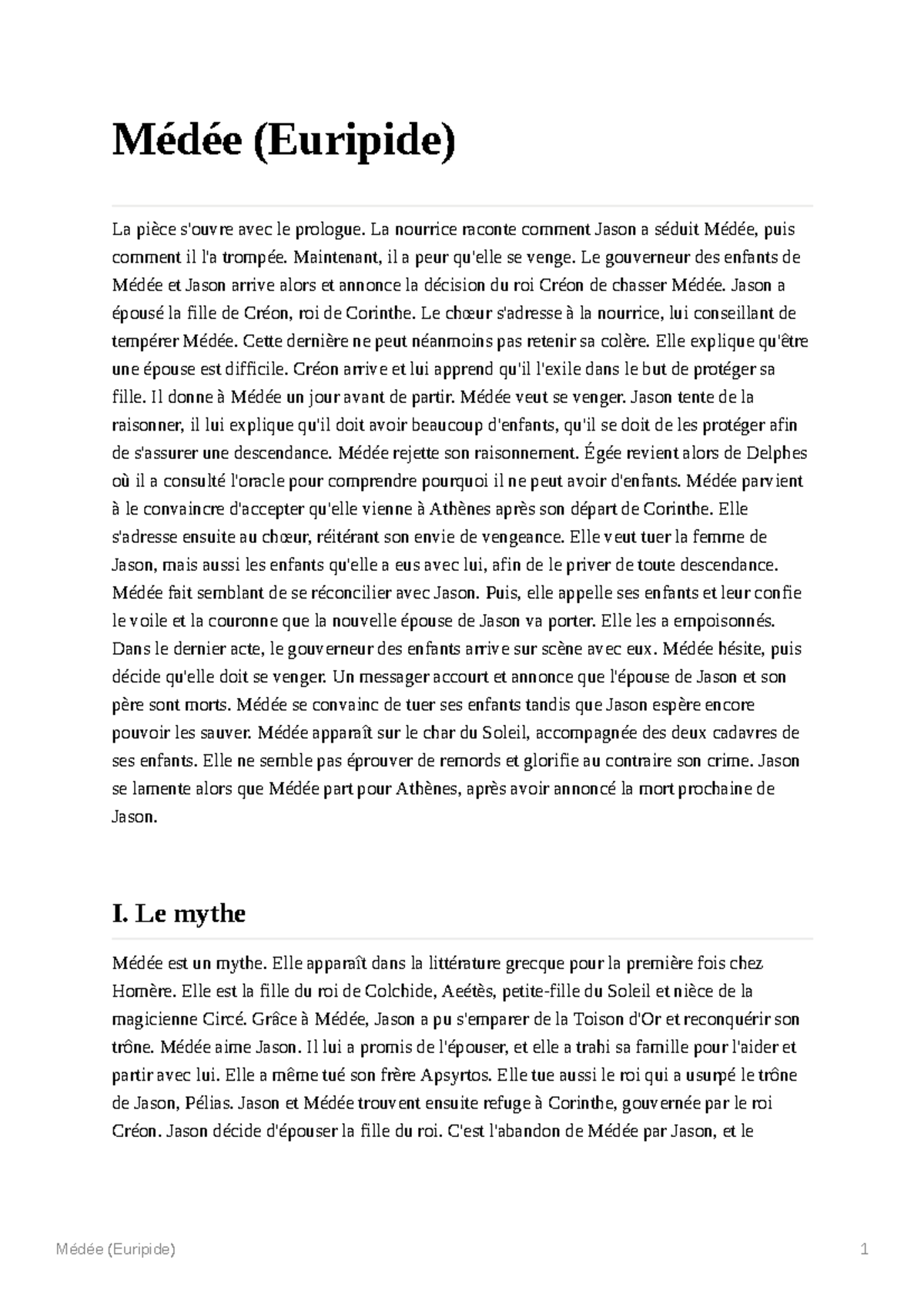 Médée (Euripide) - Médée (Euripide) 1 Médée (Euripide) La pièce s'ouvre avec le prologue. La ...