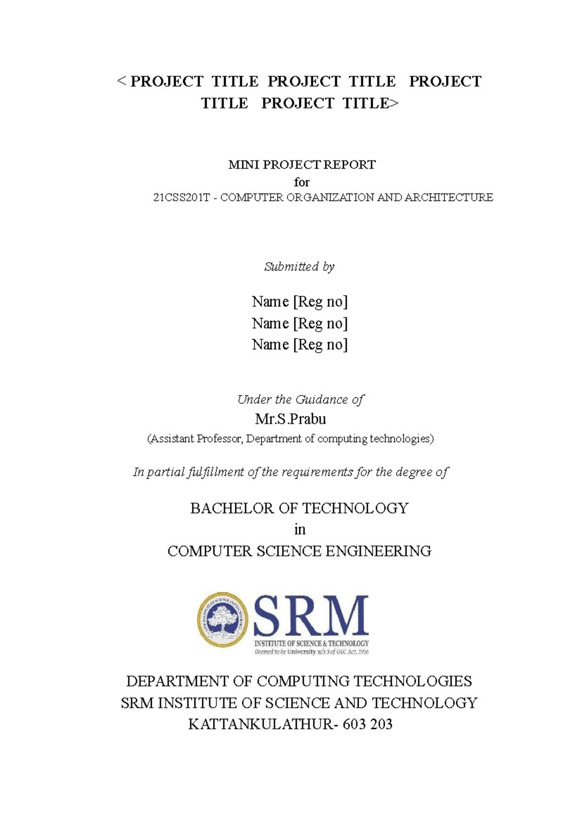 MINI PJT Report Format - MINI - Studocu