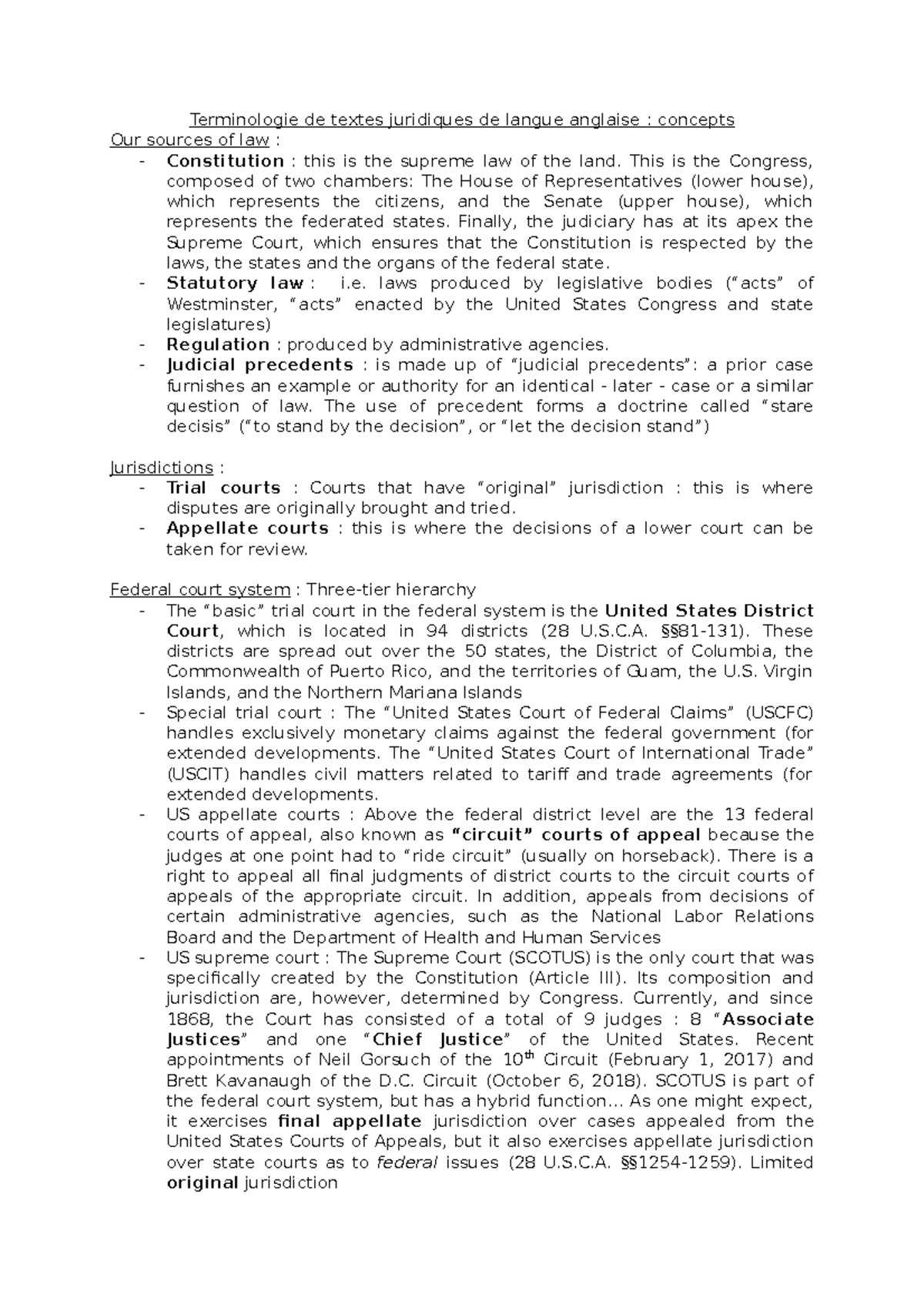 Concepts - notes - Terminologie de textes juridiques de langue anglais ...