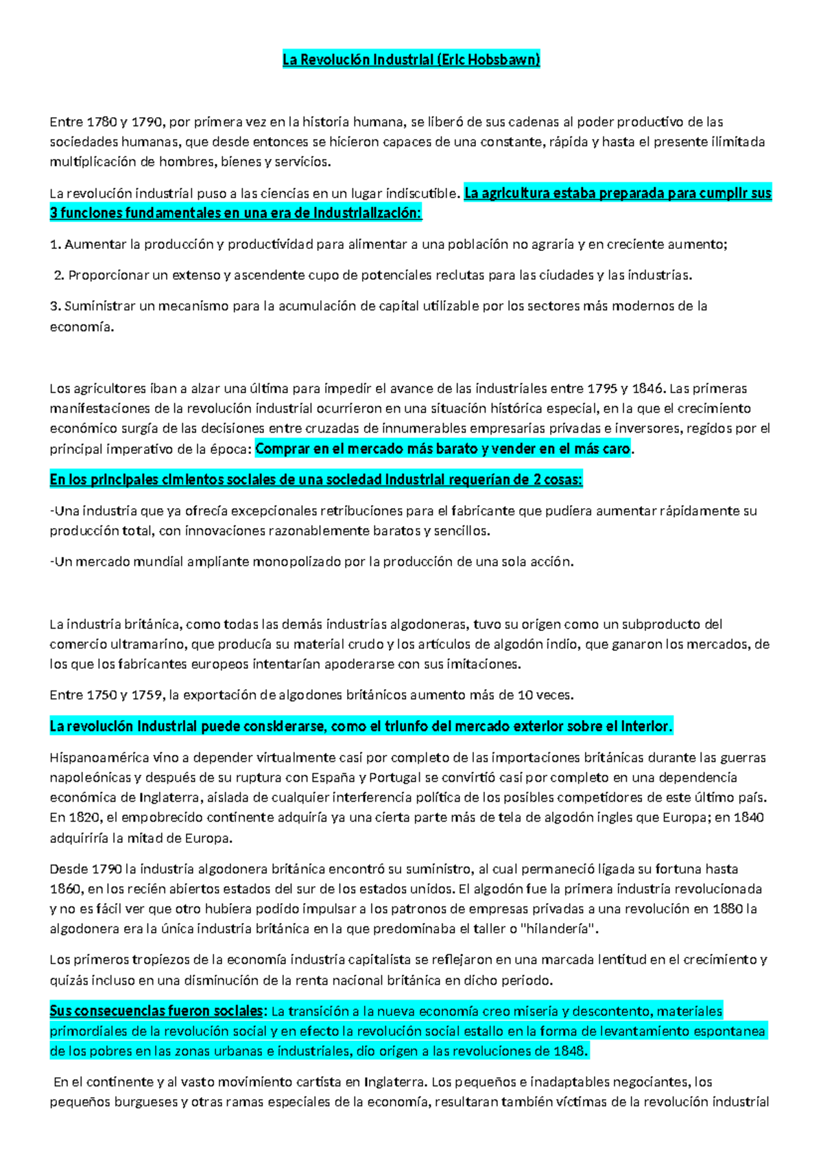 La Revolución Industrial - La Revolución Industrial (Eric Hobsbawn) Entre 1780 y 1790, por ...