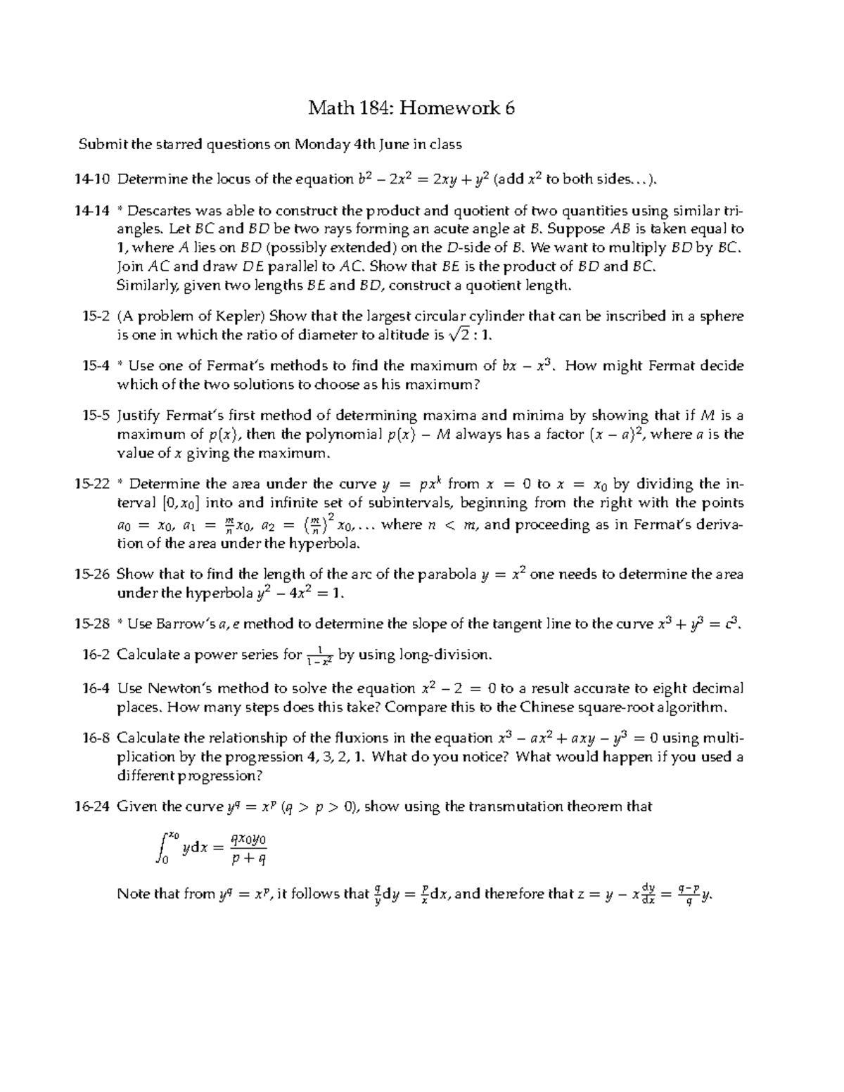 Hw6 - hw questions with description - Math 184: Homework 6 Submit the ...