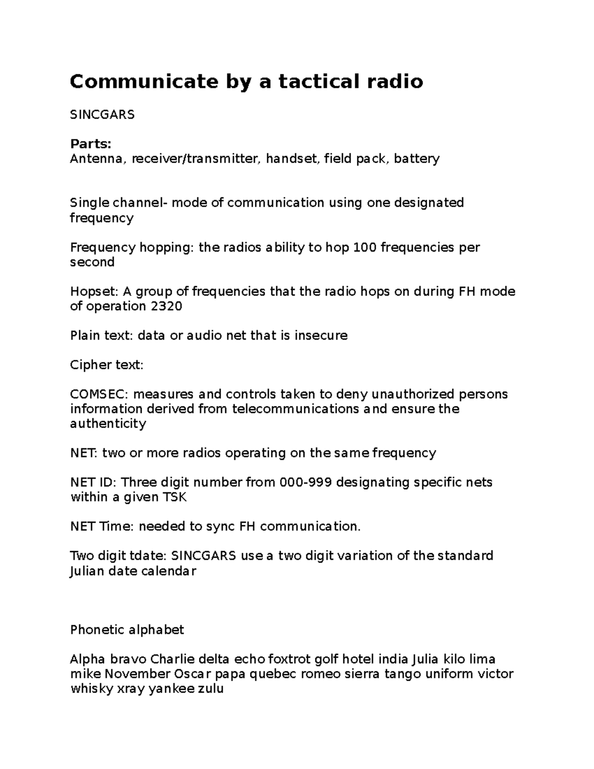 Basic Army knowledge - Military alphabet, Nine-Line, SALUTE, tactical ...