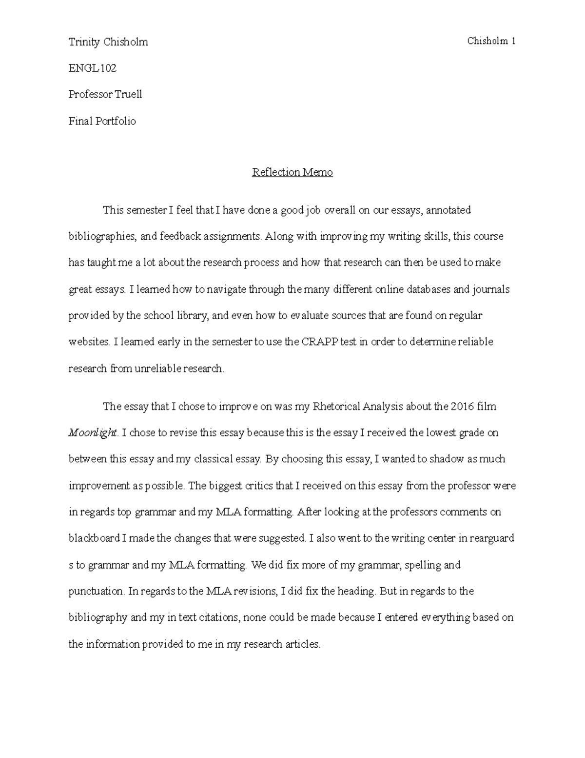 Final Portfolio 2 - Essay revision examples - Trinity Chisholm ENGL ...