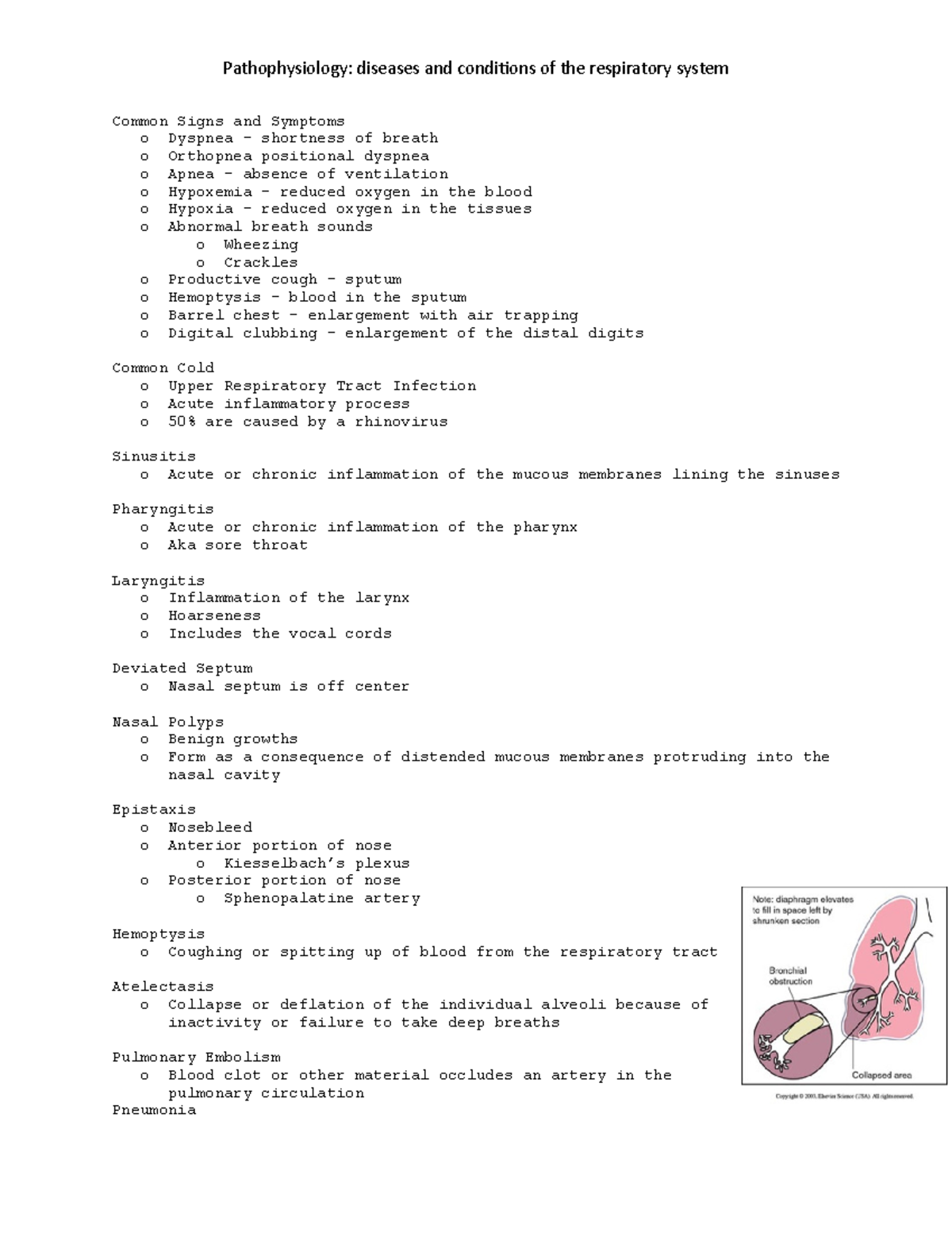 Pathology ch 9 - respiratory - Pathophysiology: diseases and conditions ...
