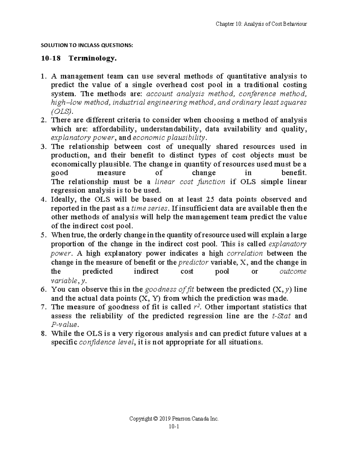 Solution TO Inclass Questions Revised - Copyright © 2019 Pearson Canada ...