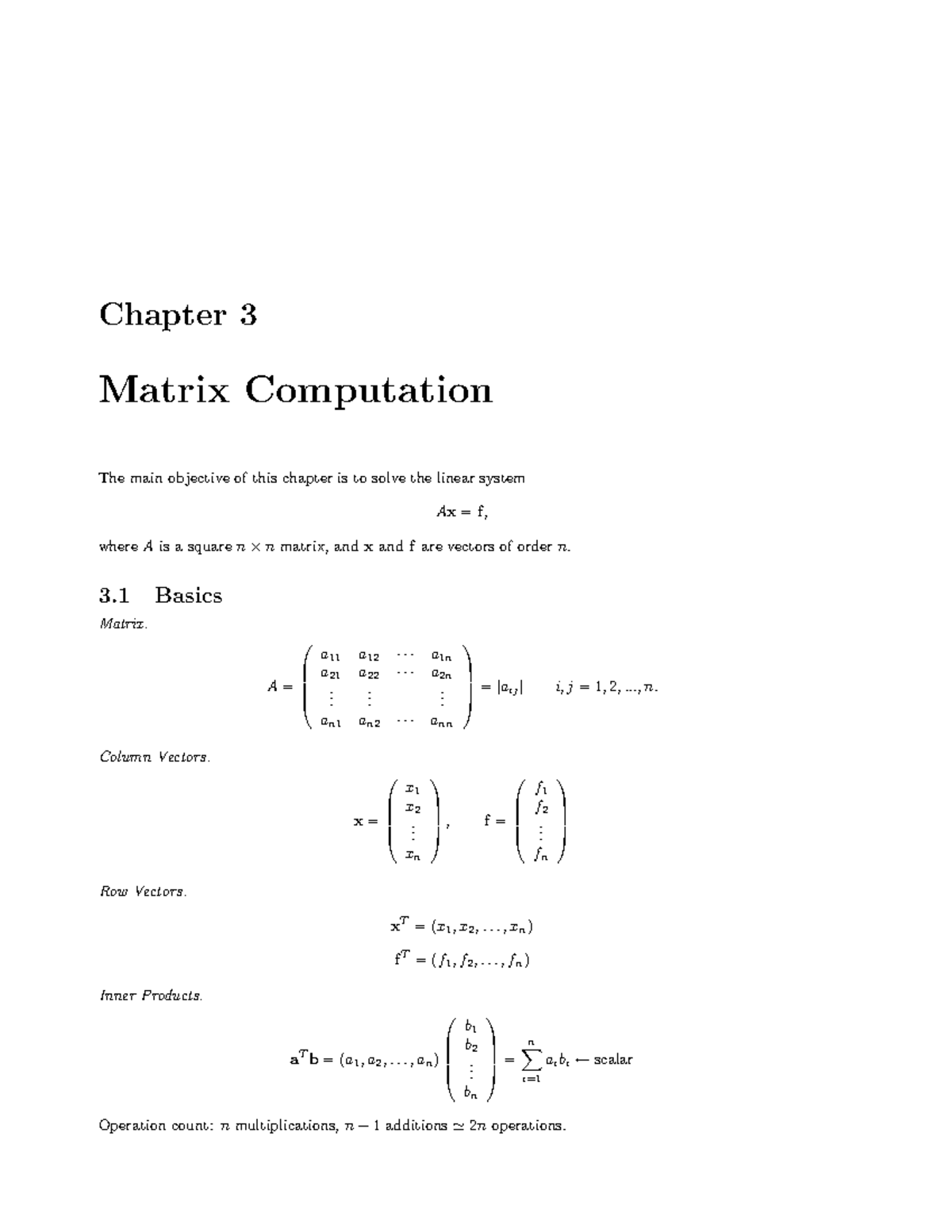 Chapter 3 CS314 - efkejfpajfpejp - Chapter 3 Matrix Computation The ...