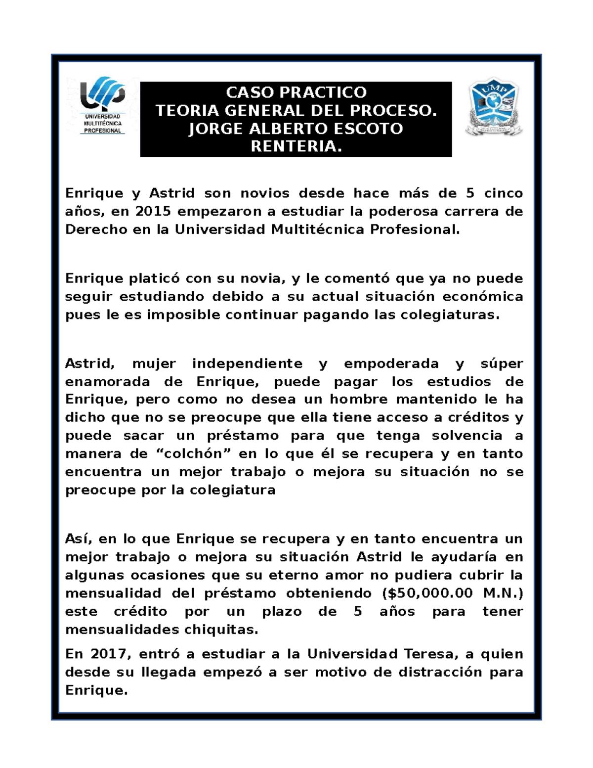 C.P. Jorge T.G - en un ensayo - CASO PRACTICO TEORIA GENERAL DEL ...
