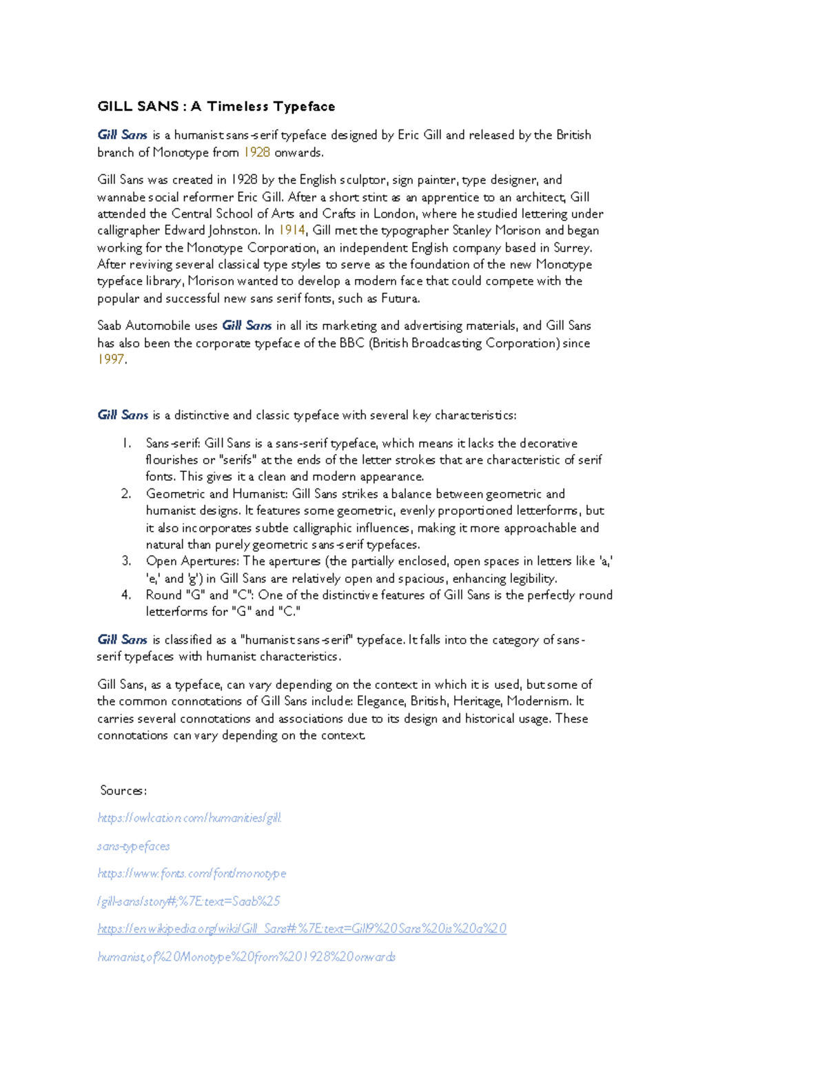 GILL SANS - Gill Sans was created in 1928 by the English sculptor, sign ...