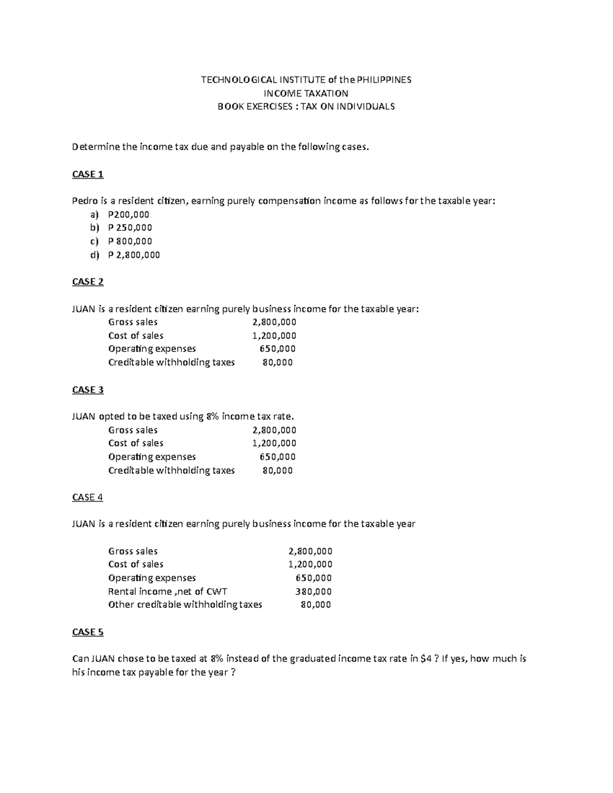 Feb 14 Case Analysis 1265153116 - TECHNOLOGICAL INSTITUTE of the ...