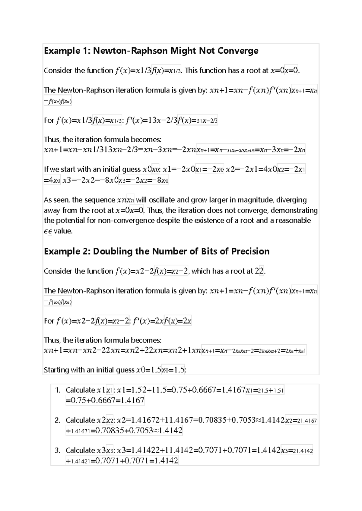 Example 1 - In conclusion - Example 1: Newton-Raphson Might Not ...