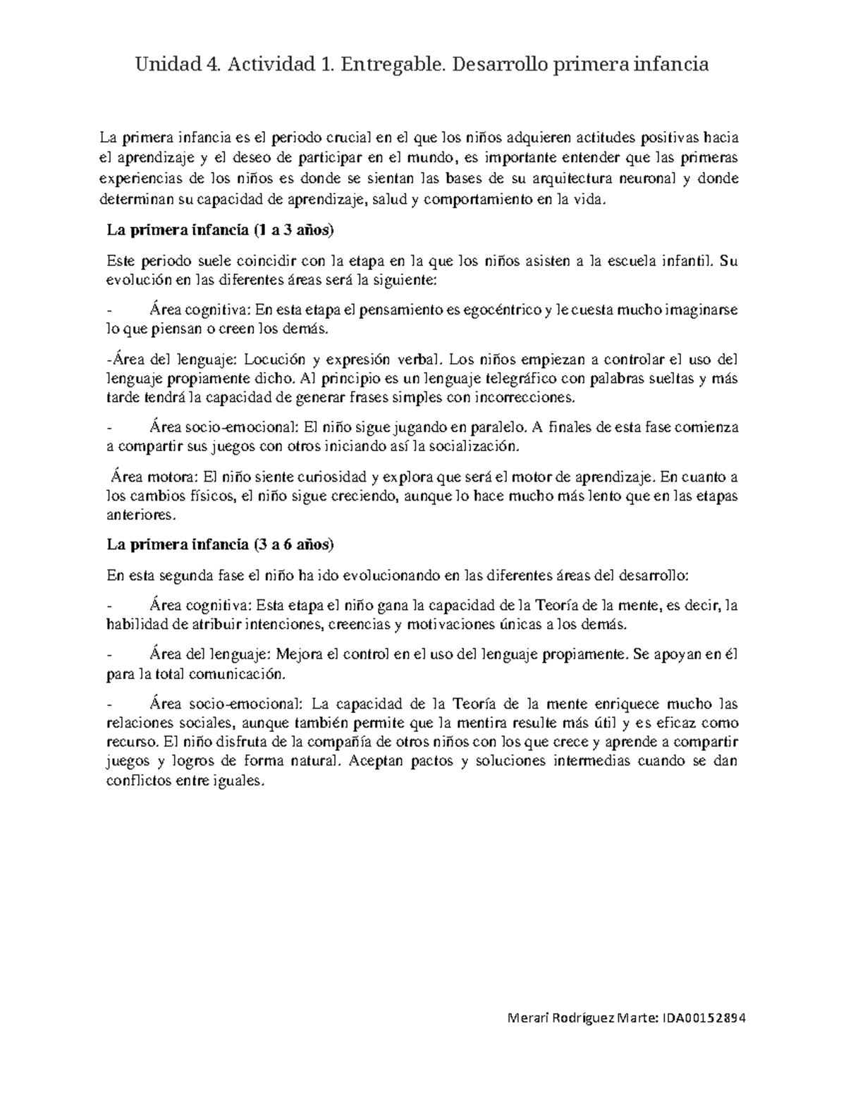 PRIMERA INFANCIA - Unidad 4. Actividad 1. Entregable. Desarrollo ...