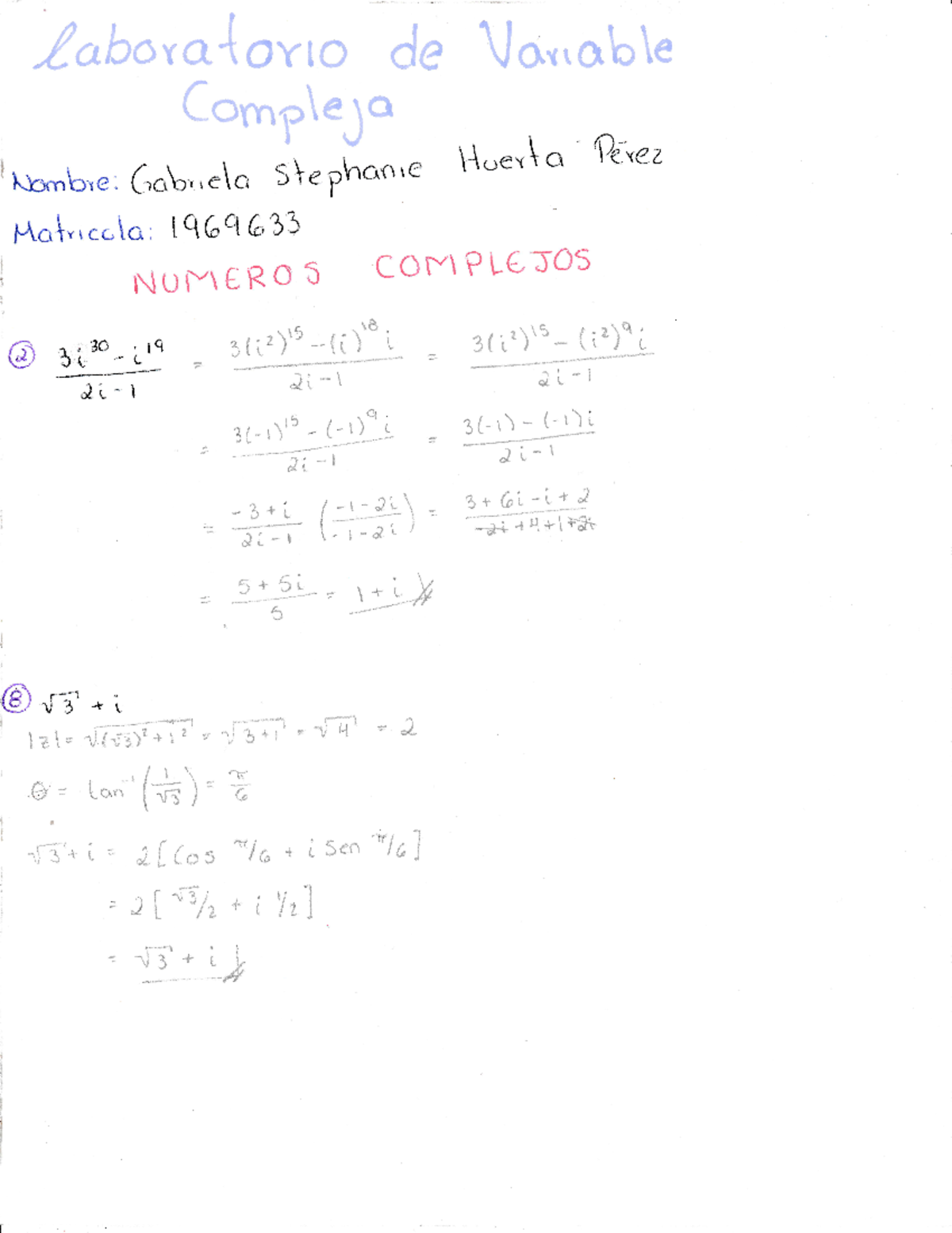 Lab1 Numeros Complejos VC - {ueY\ 6i ft- e¿ hbnbtr. C*\r, rr\c 5he PhGn I rc f\e;" * c{*kc.. I ...