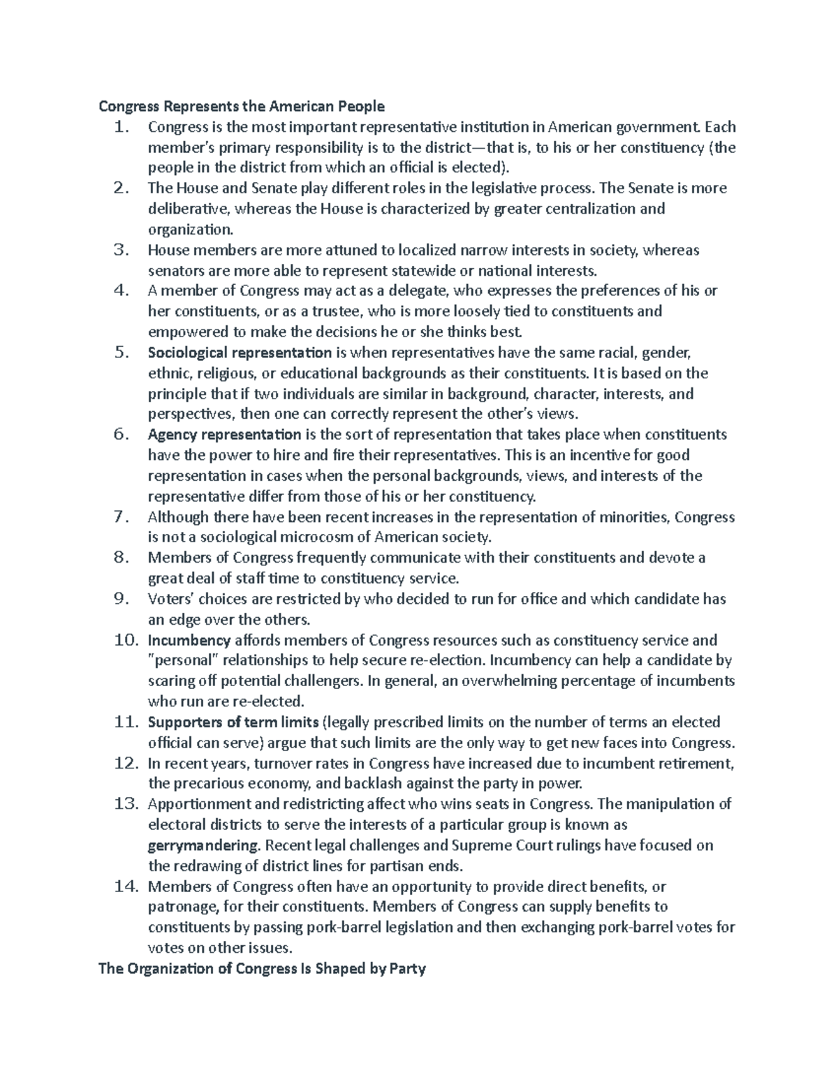 Chapter 11 Overview - Congress Represents the American People 1 ...