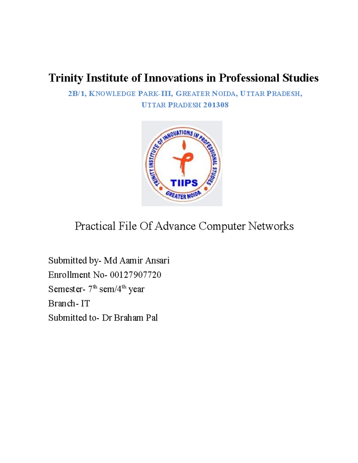ANC practical - Trinity Institute of Innovations in Professional ...