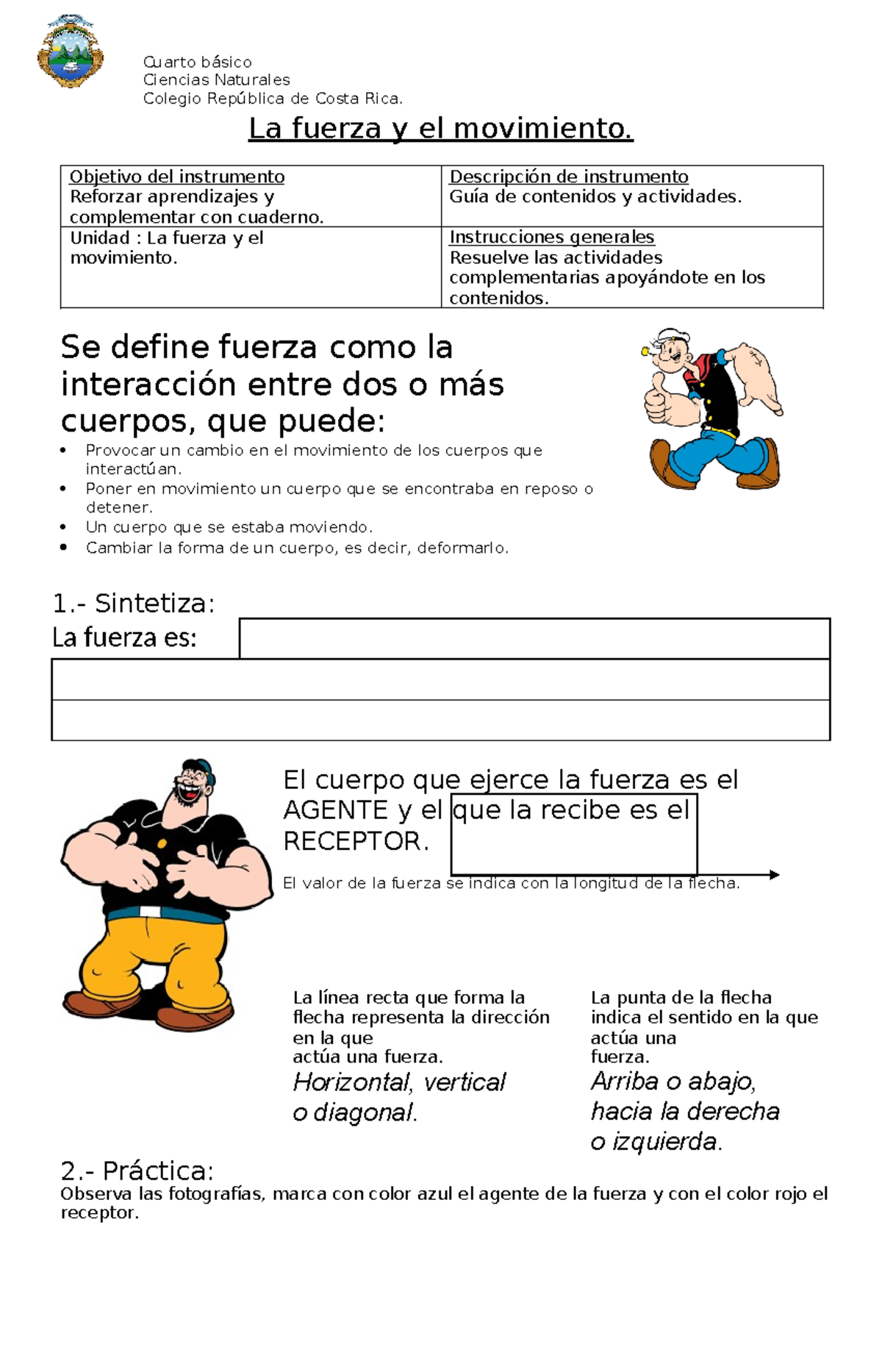 Guia fuerza y movimiento 4° basico - ####### Ciencias Naturales ...