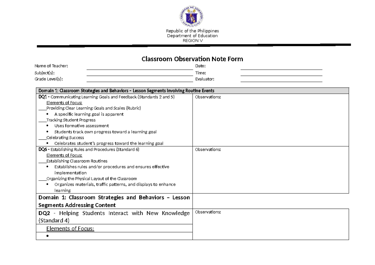 During - Republic of the Philippines Department of Education REGION V ...