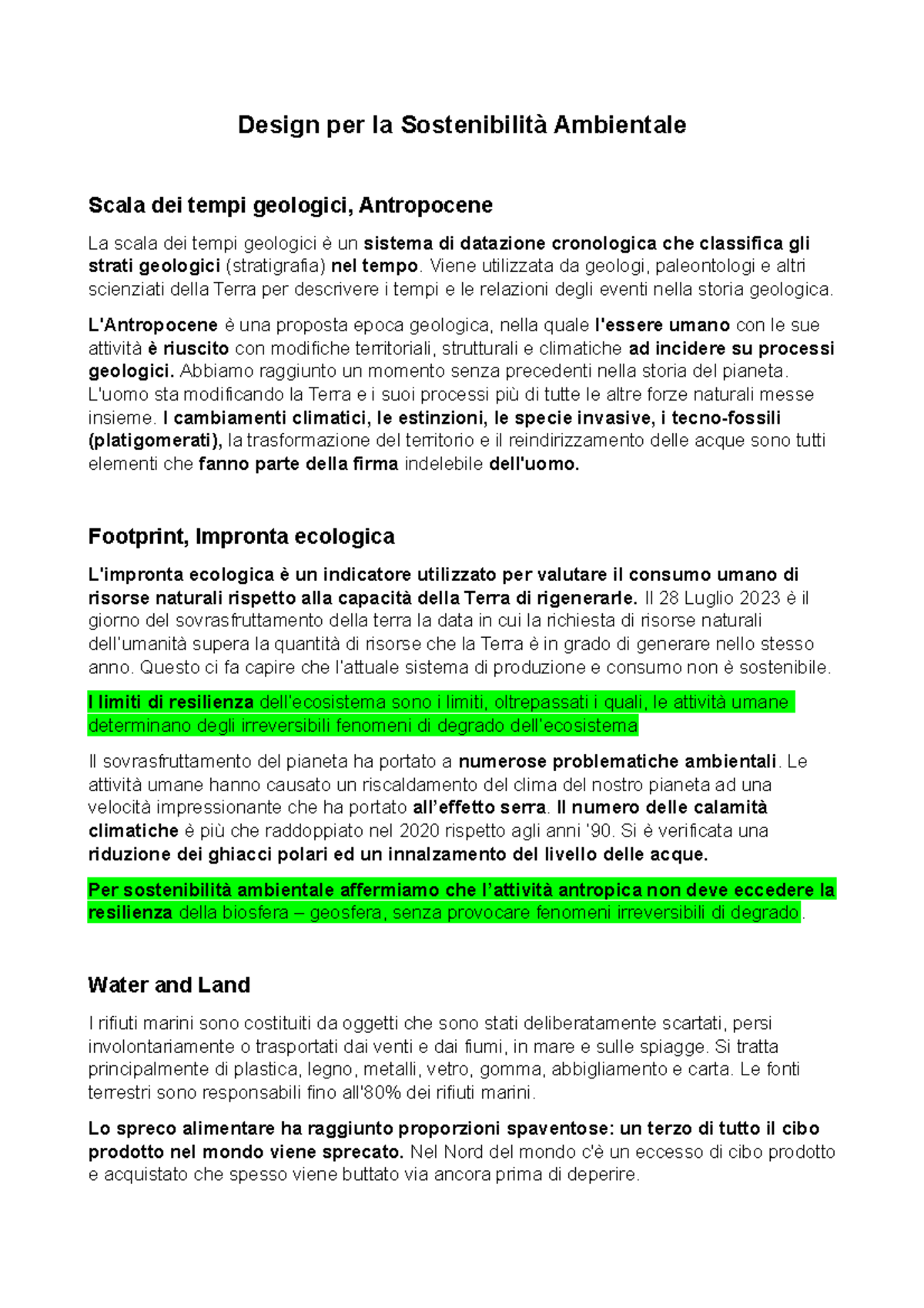 Design per la Sostenibilità Ambientale - appunti - Design per la ...