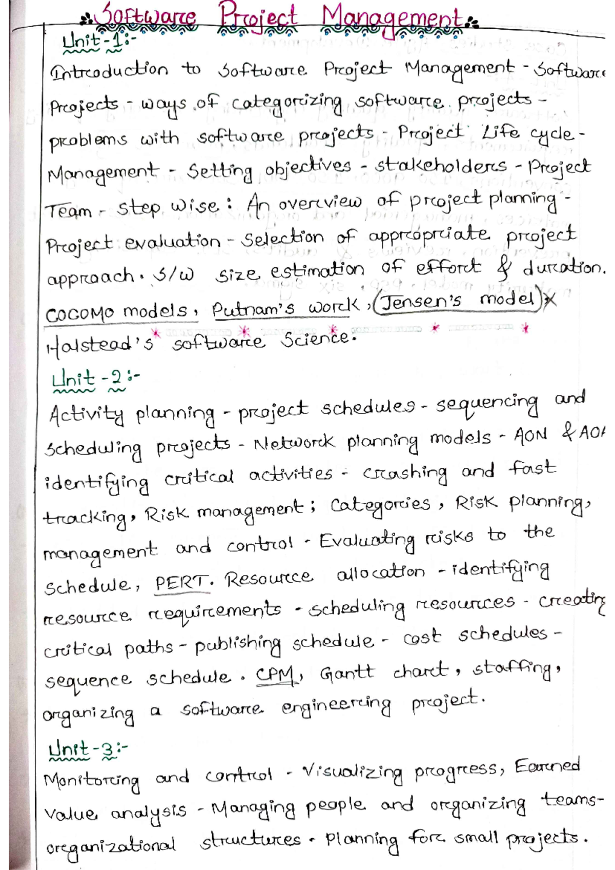 SPM Notes -1 - Software Project Management Unit Introduction to ...