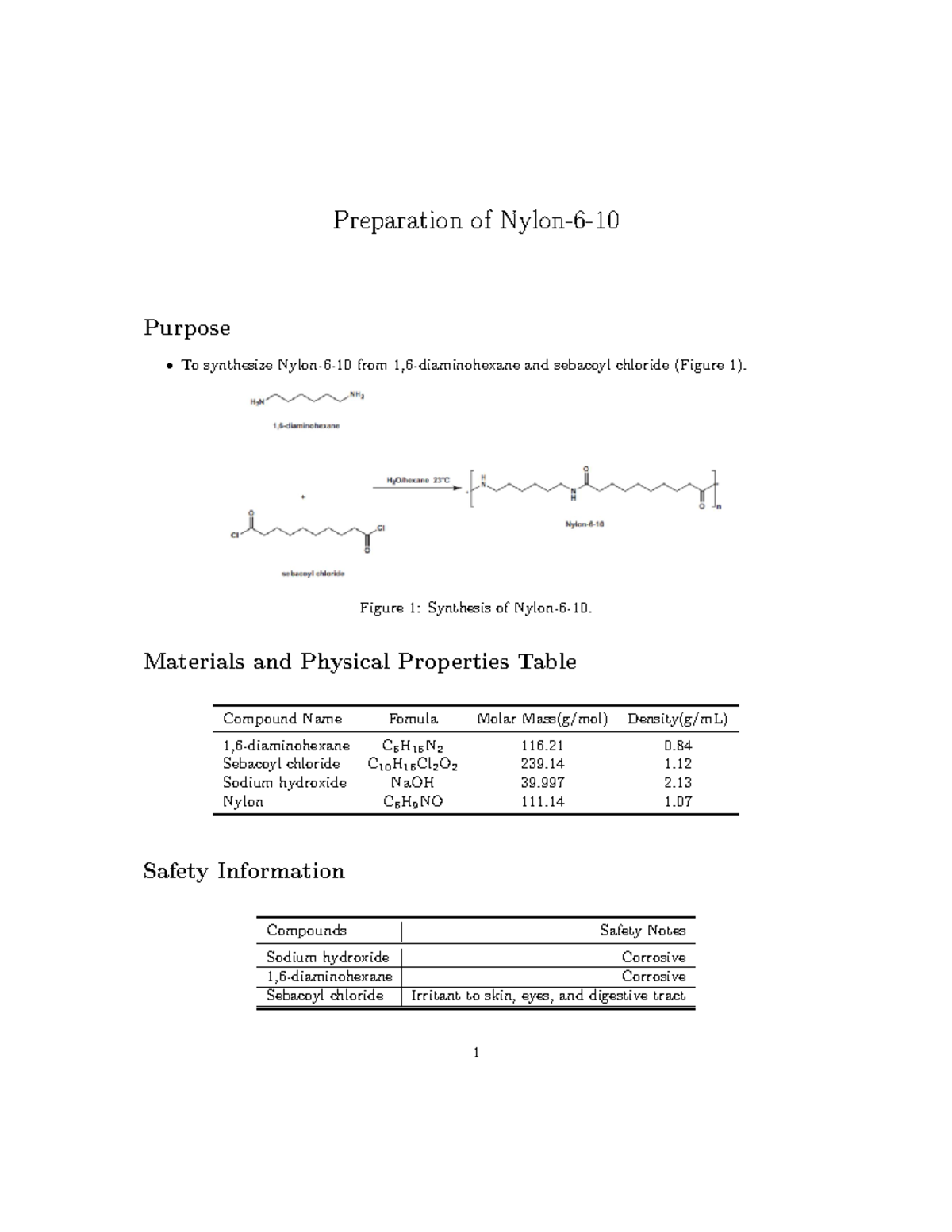 Preparation of Nylon-6-10 - Preparation of Nylon-6- Purpose To synthesize Nylon-6-10 from - Studocu