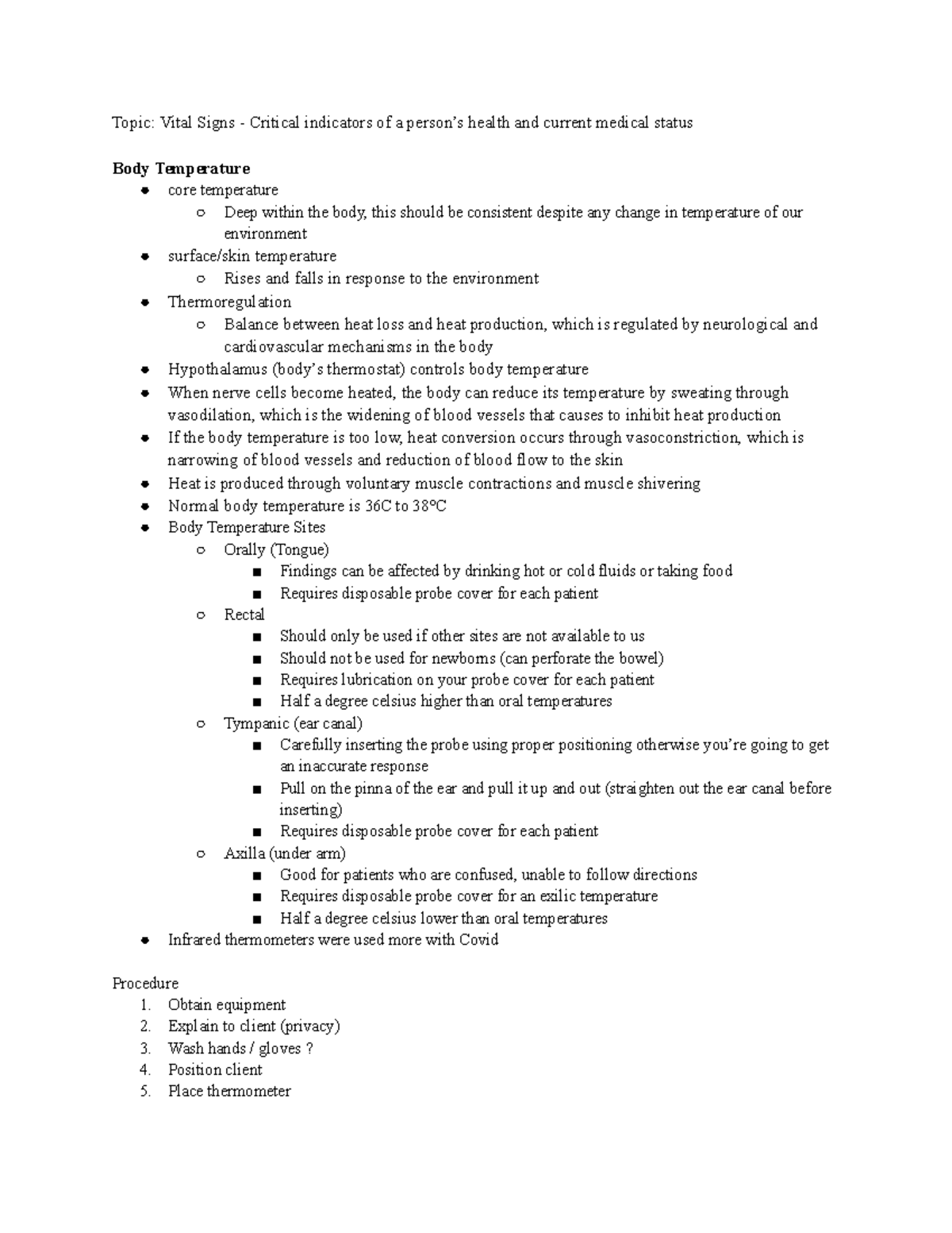 Week 3 - Vital Signs - Topic: Vital Signs - Critical indicators of a ...