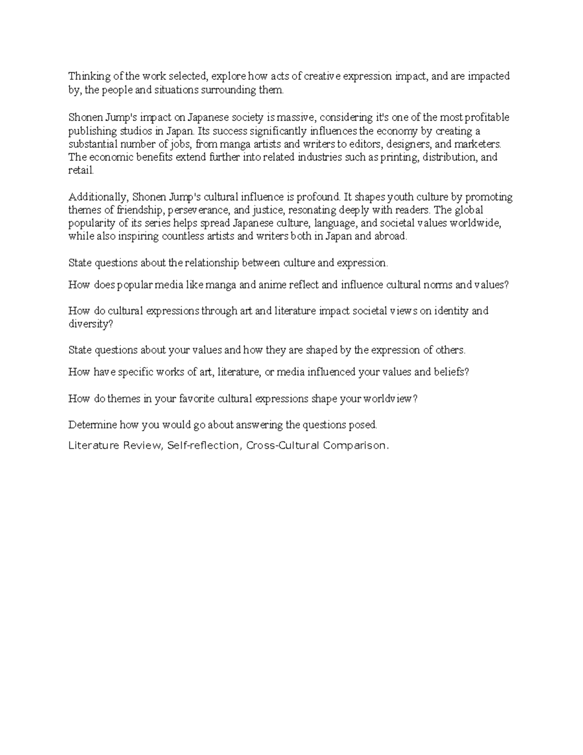 4-2 Project Draft - got a - Thinking of the work selected, explore how ...