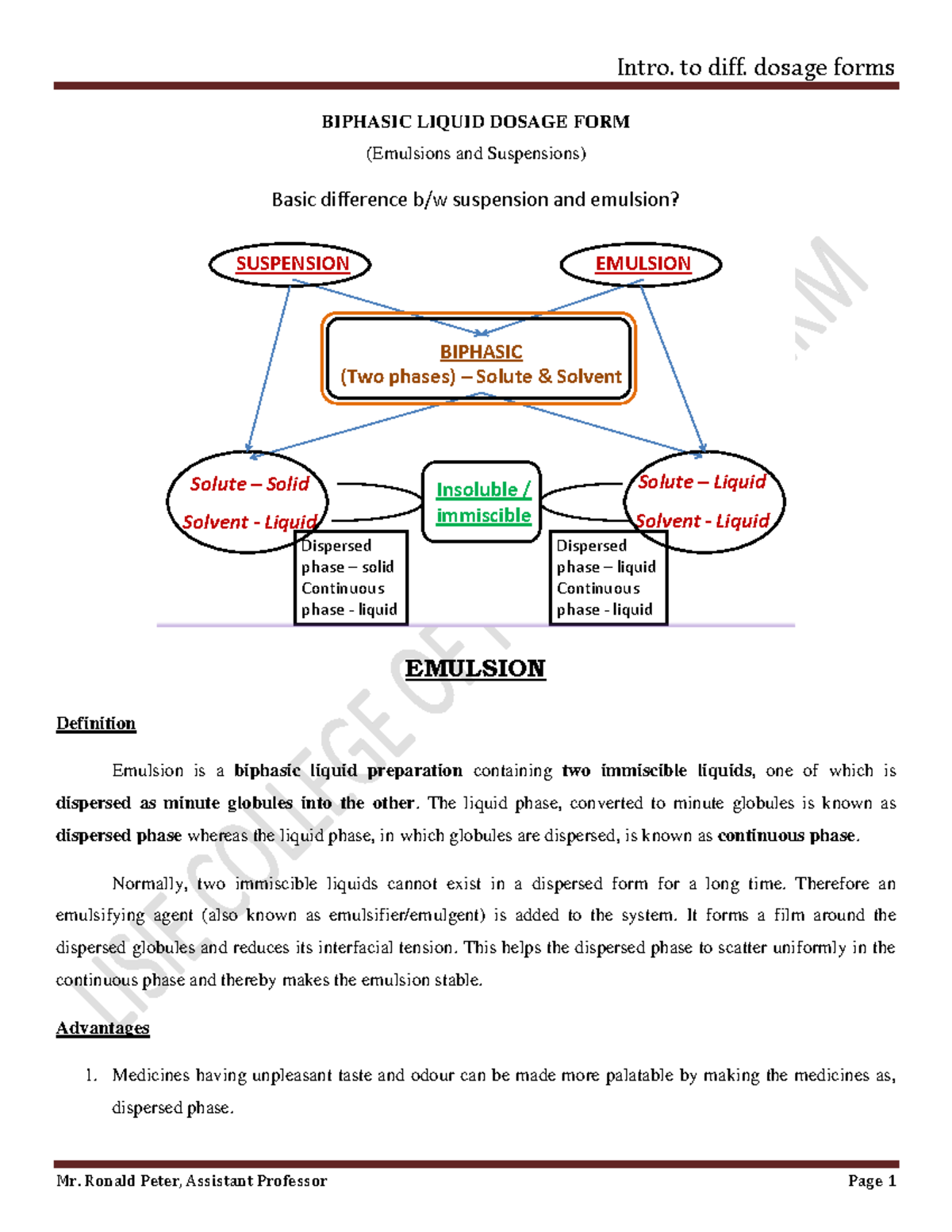 Pharmacuetis 7 - PHARAMACEUTICS 1 LECTURE NOTES FOR B PHARM AND D ...
