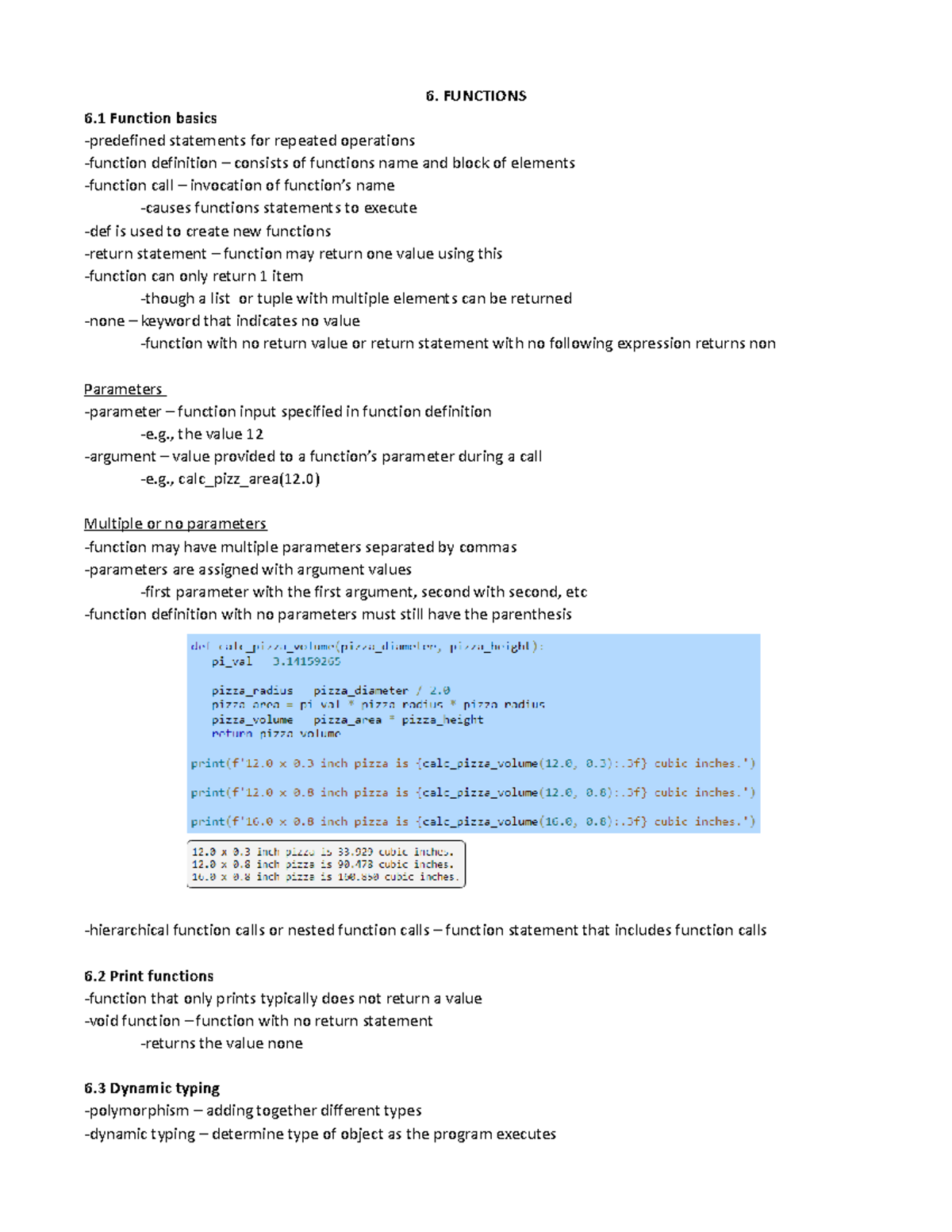 6. Functions - n/a - 6. FUNCTIONS 6 Function basics -predefined statements for repeated ...