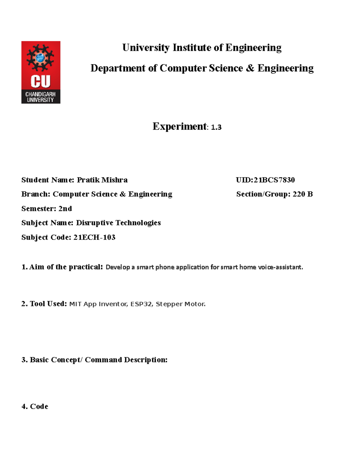 Dt 1.3 pratik - Object Oriented Programming Using c++ - Department of ...