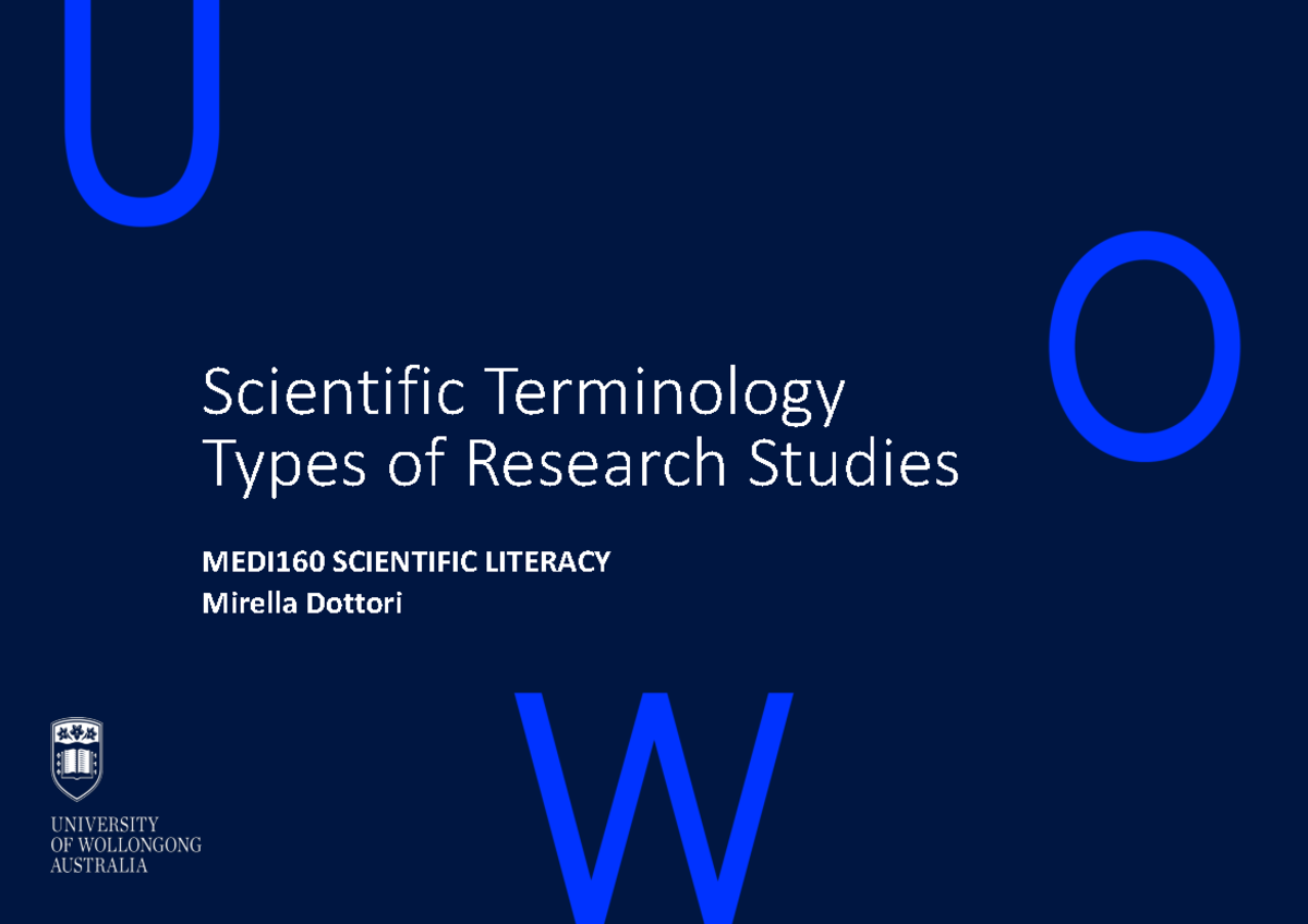 Lecture Slides Scientific Terminology - Types of Research Studies ...