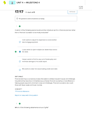Unit2 milestone pf - Unit 2 Milestone Personal Finance 11/15 that's 73% ...