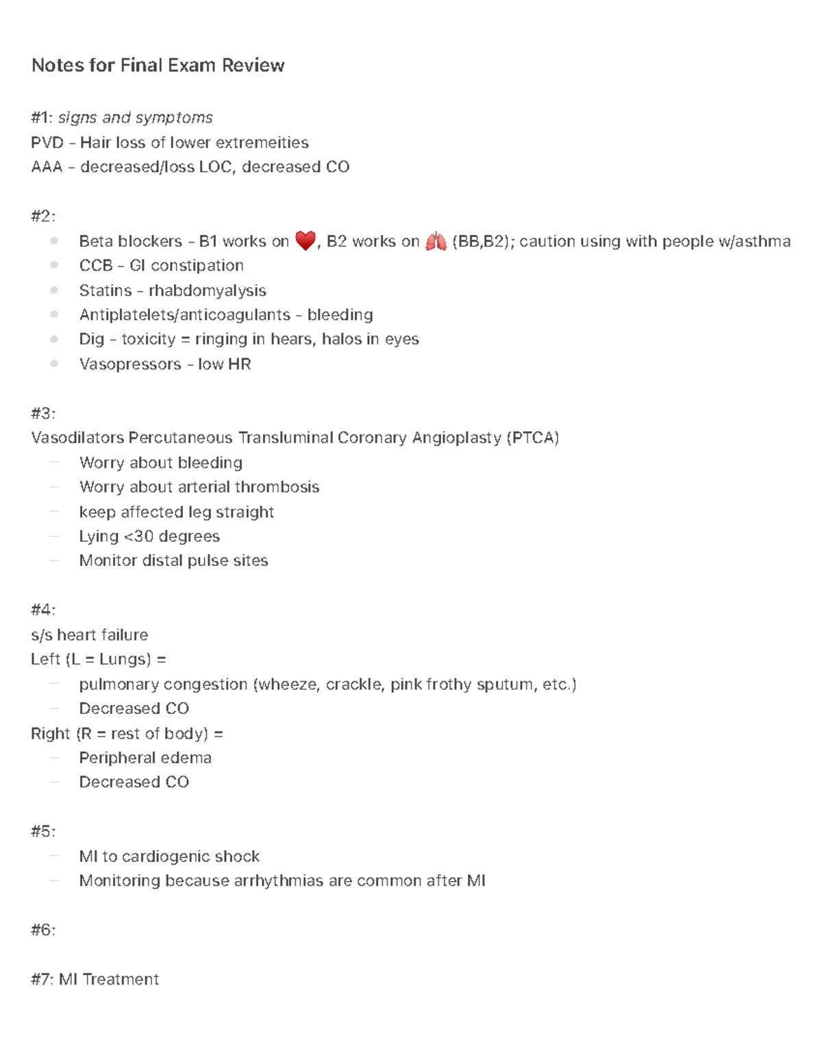 Notes for Final Exam Review - – – – – – – – – – – – Notes for Final ...