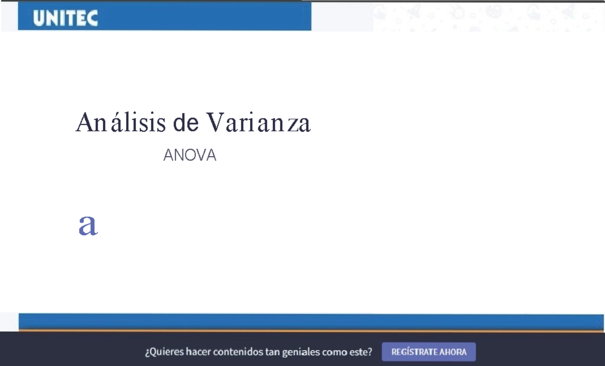 EIA Analisis de Varianza - An álisis de Varianza ANOVA a Tema l Defin ición y conceptos funda ...