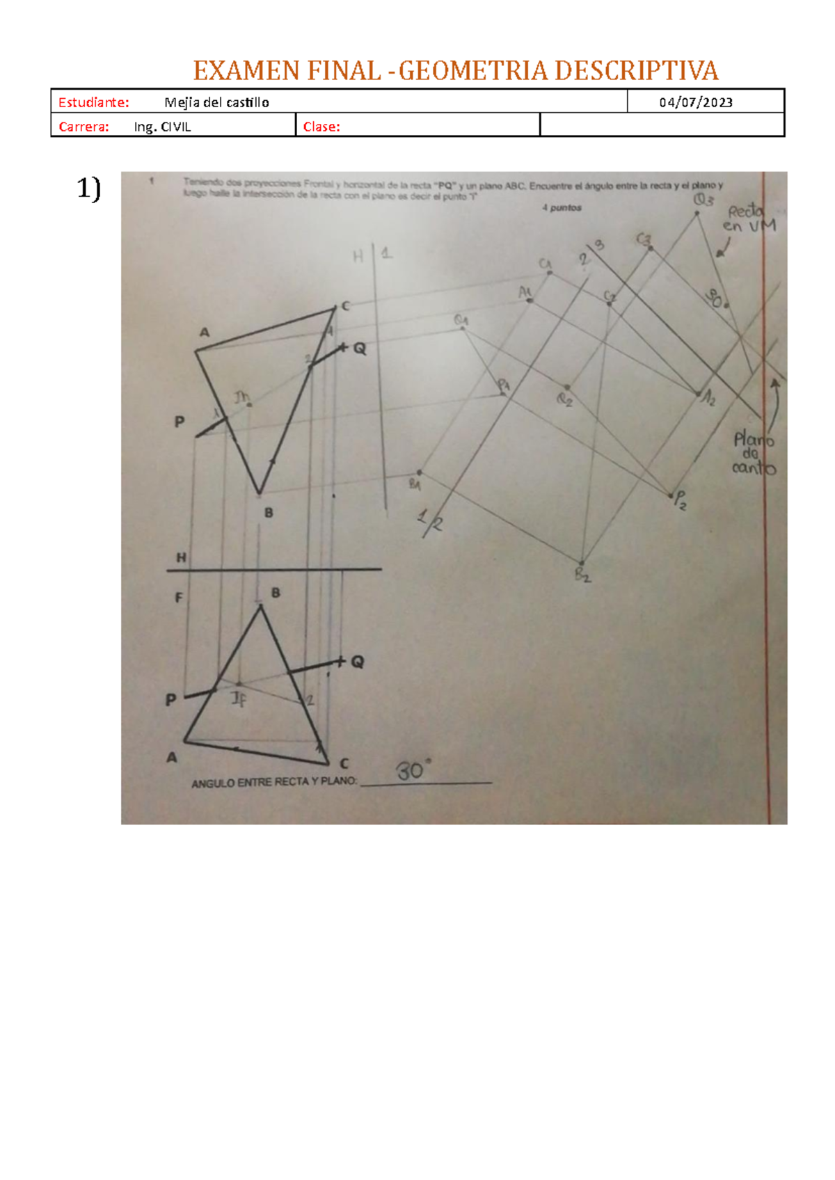 Examen Final-sandra mejia geometria descrptiva - Geometria Descriptiva - EXAMEN FINAL ...