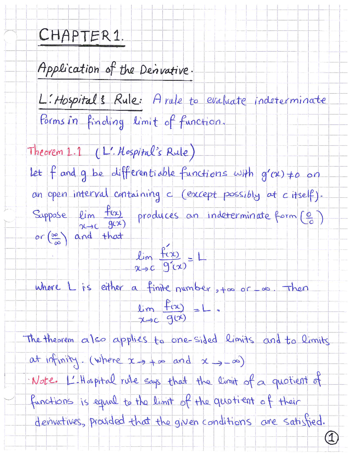 Lecture 1 L'Hospital's rule - MATH 1700 - Studocu