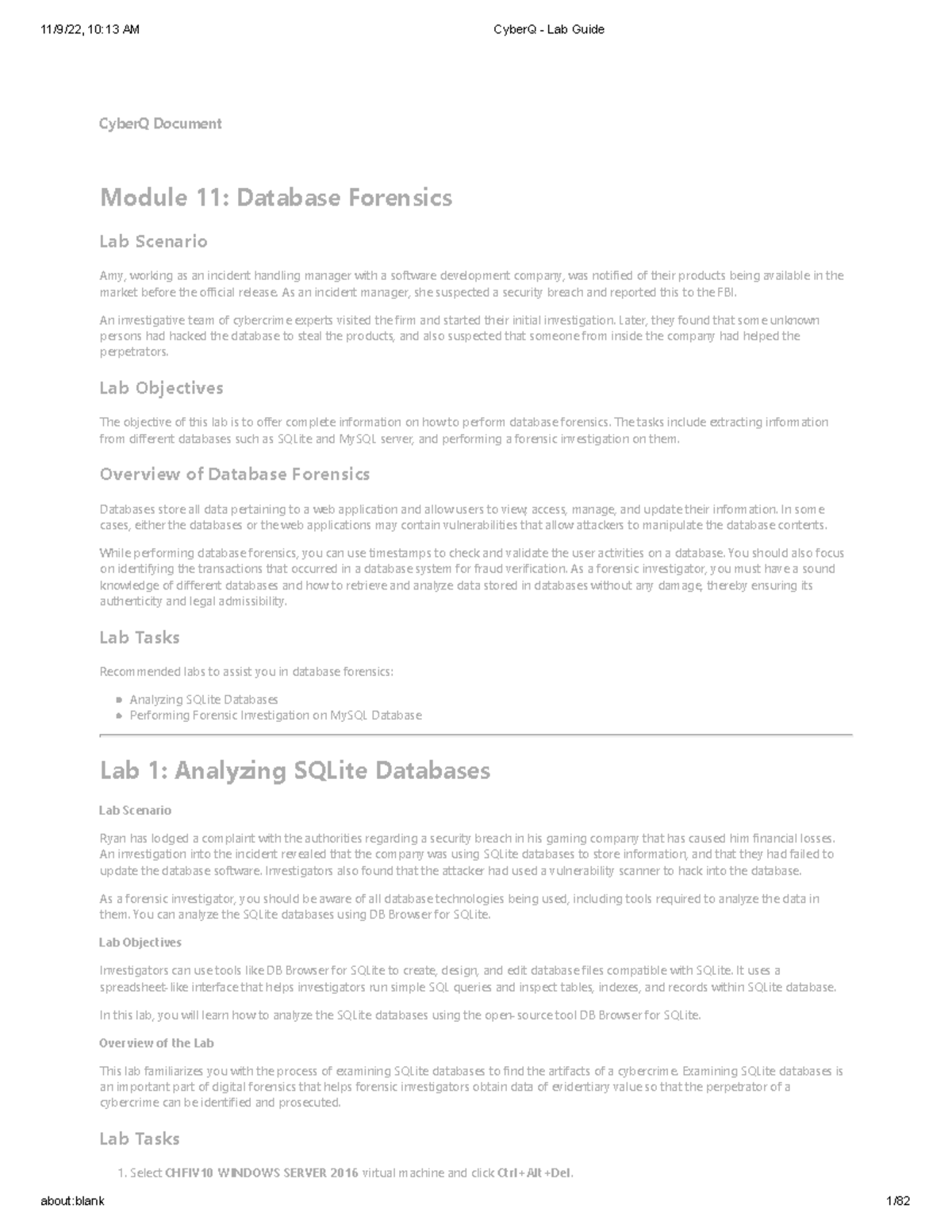 Manual - Lab - Databases Forensics - CyberQ Document Module 11 ...