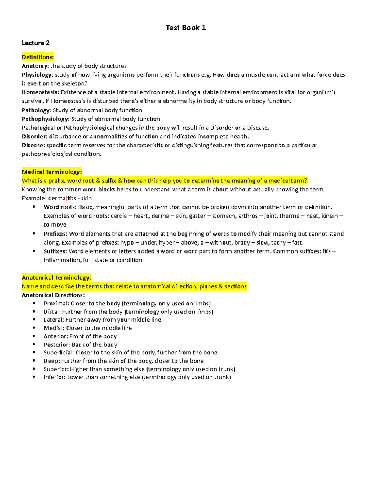 Test Book 1 - Summary of first 4 weeks usin 'do you know slides ...