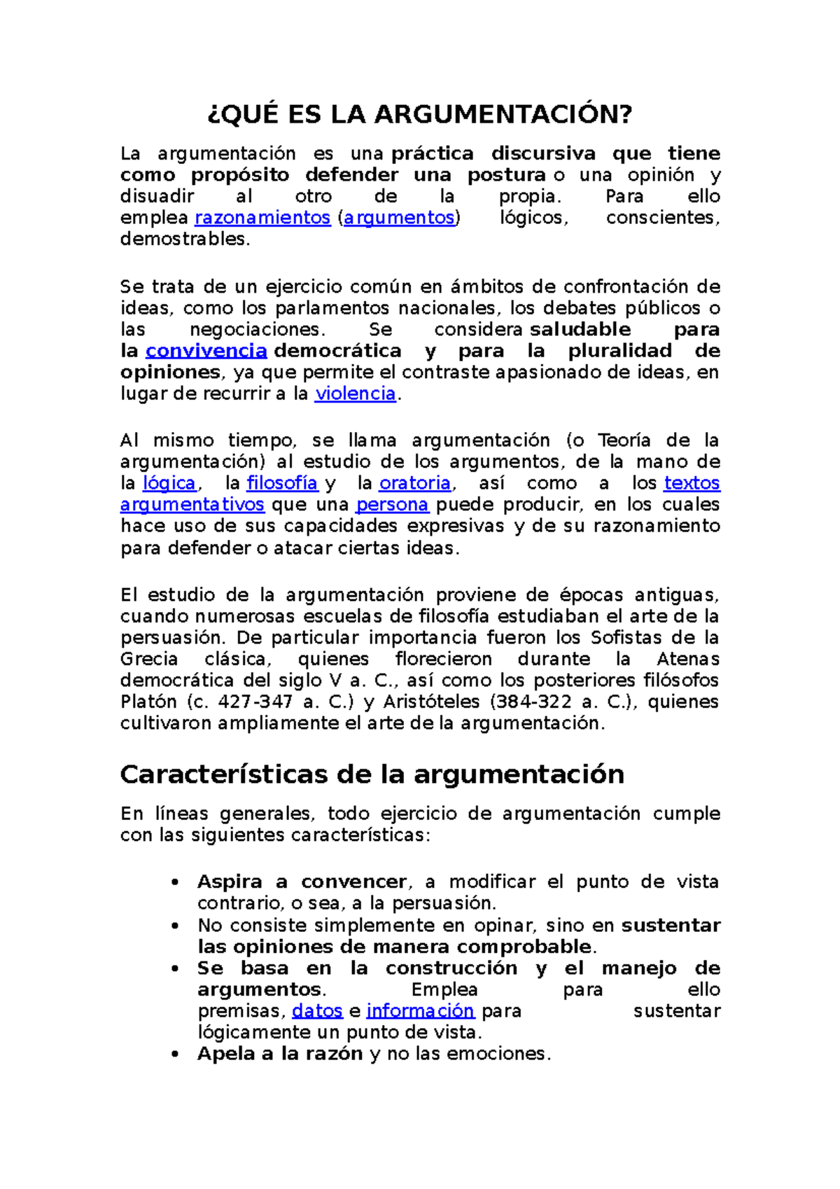 Argumentacion - apuntes - ¿QUÉ ES LA ARGUMENTACIÓN? La argumentación es ...