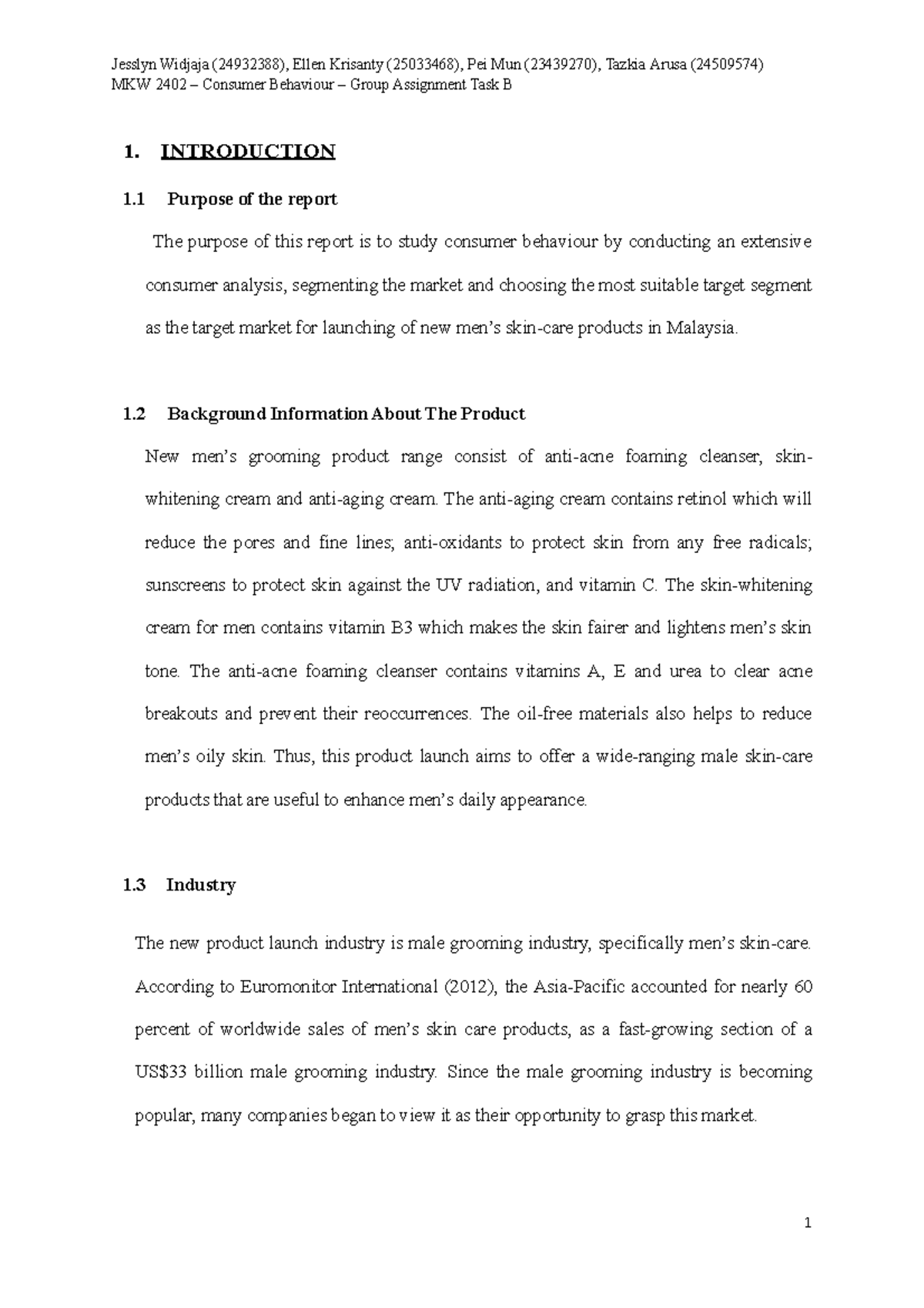 Assignment 2 - Group Report Task B - 1. INTRODUCTION 1 Purpose of the ...