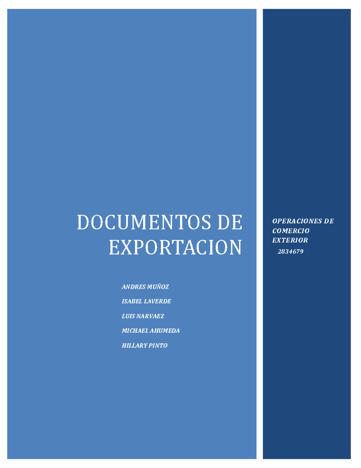 Documentos de Exportacion - DOCUMENTOS DE EXPORTACION OPERACIONES DE ...