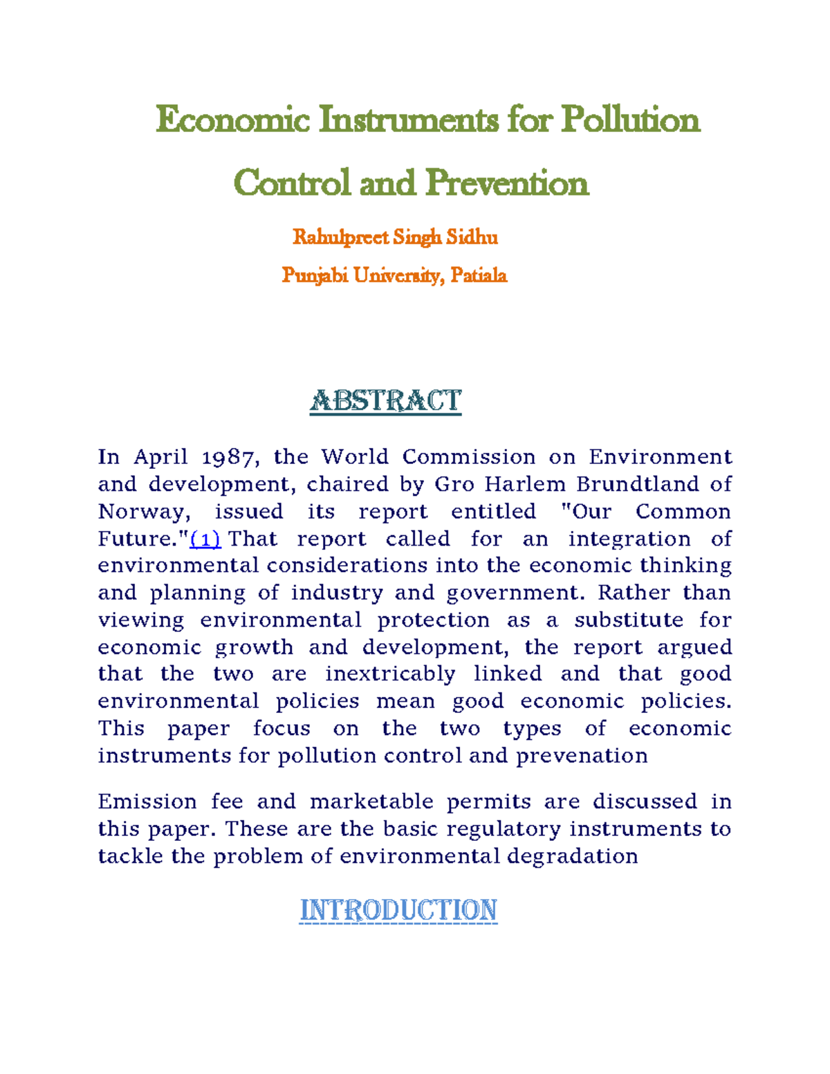 Economic Instruments for Pollution 2 - Economic Instruments for ...