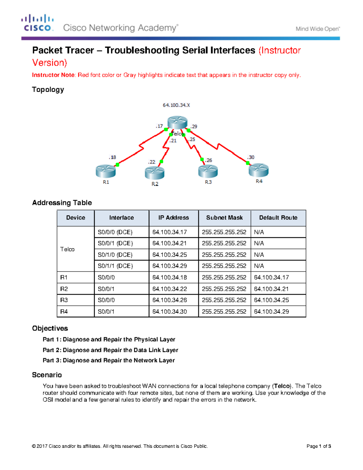 Packet Tracert Cisco 4 - © 2017 Cisco and/or its affiliates. All rights ...